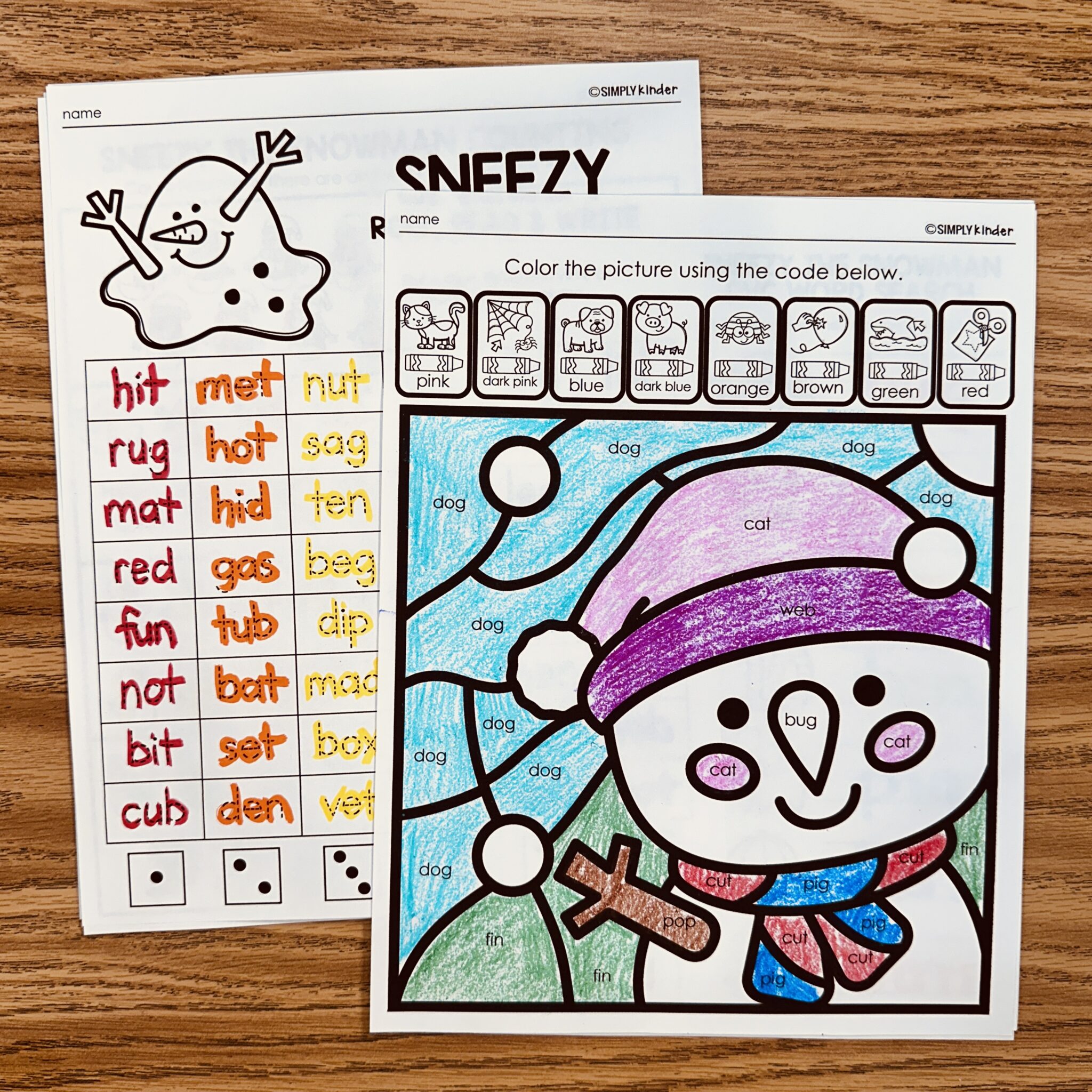 Sneezy the Snowman Literacy Printables - Simply Kinder + Printable ...