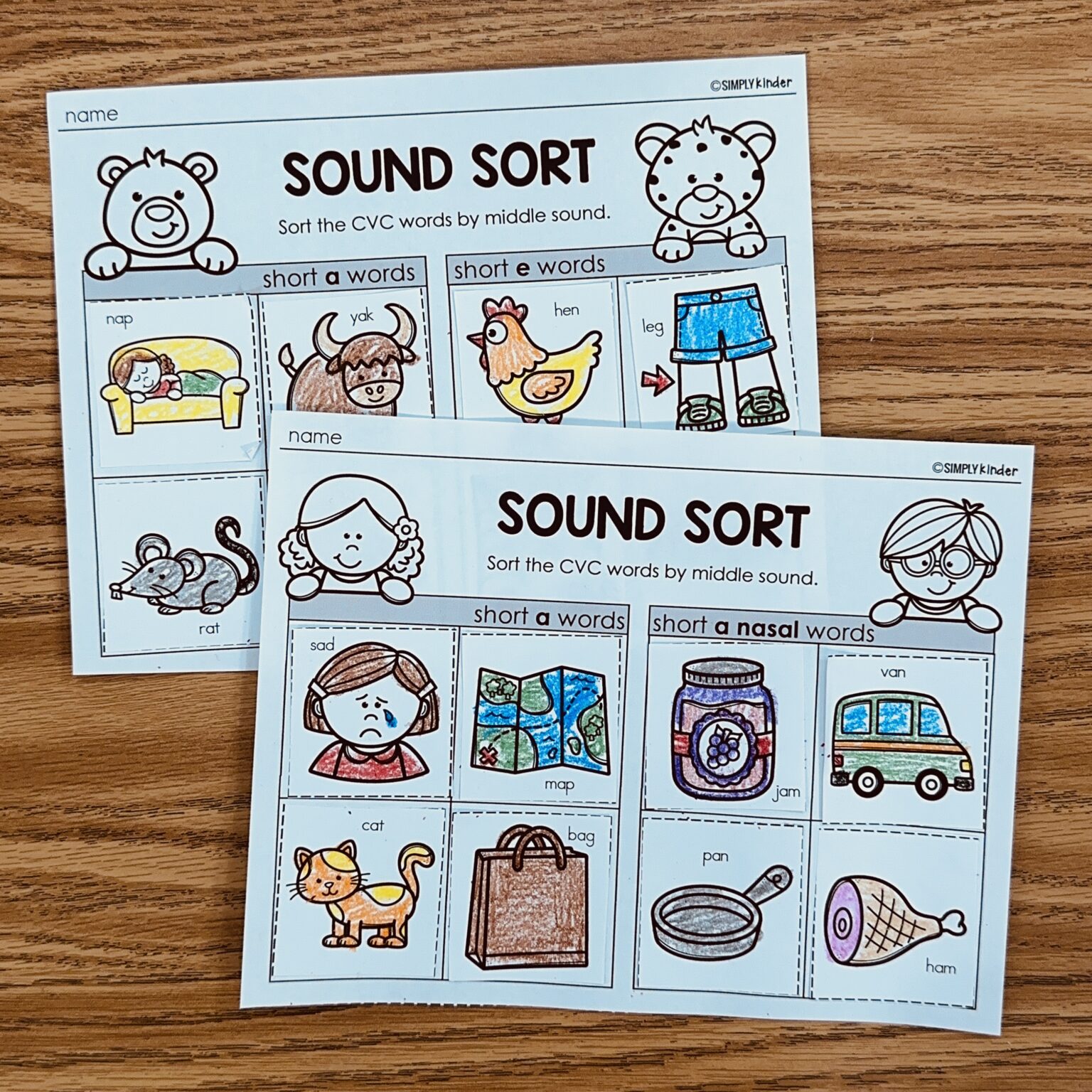 CVC No-Prep Worksheets: Sound Sort - Simply Kinder + Printable Membership