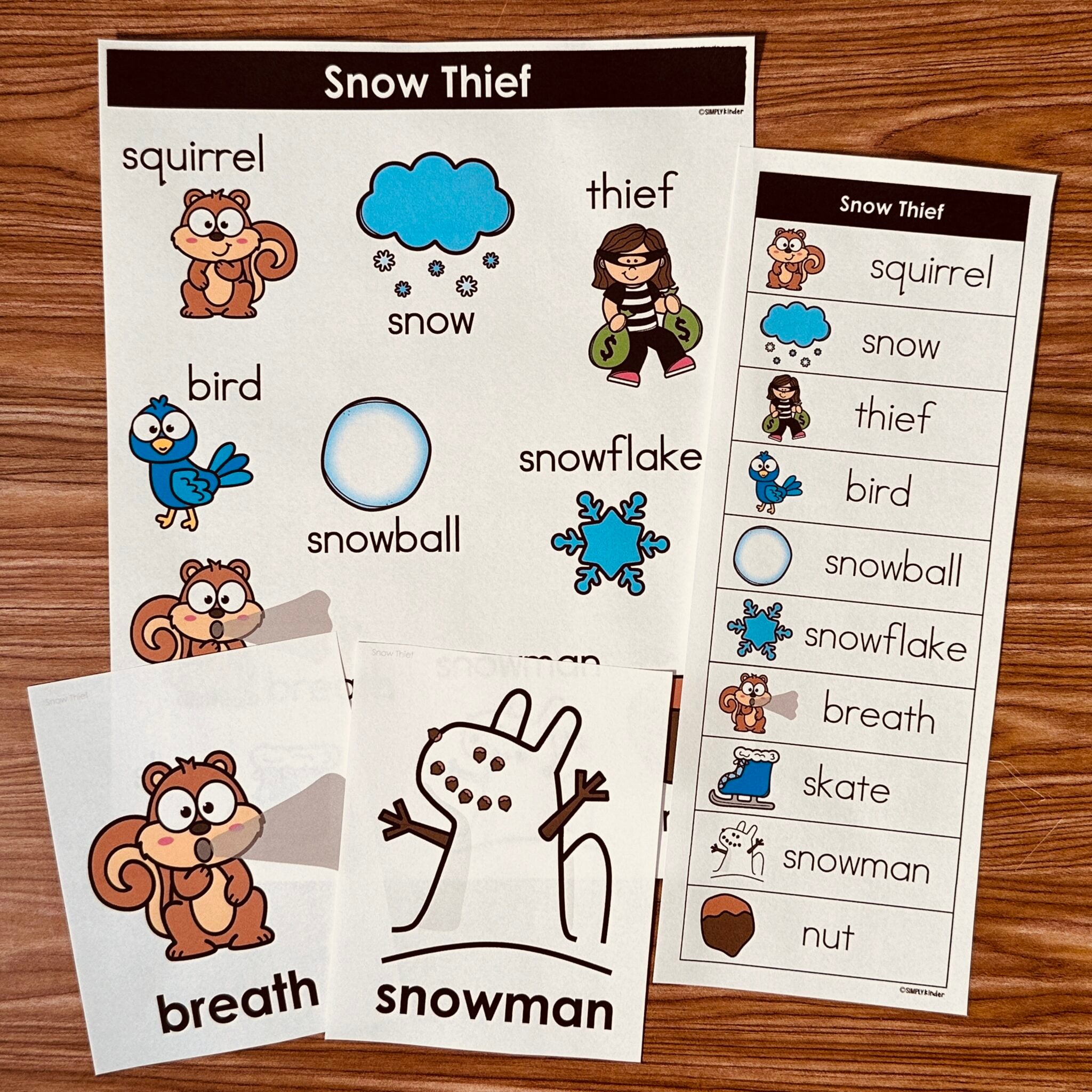 The Snow Thief Vocabulary Activities - Simply Kinder + Printable Membership