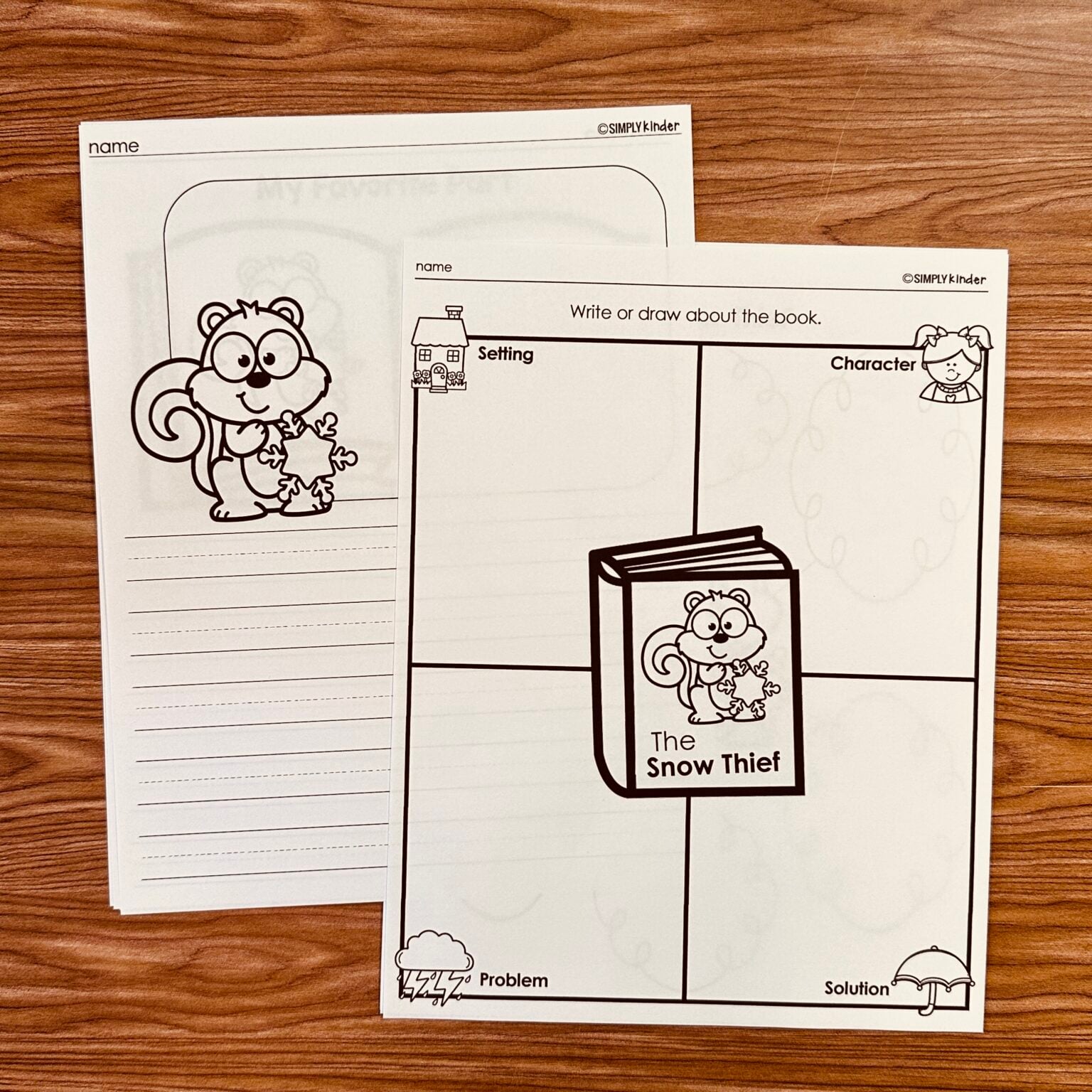 The Snow Thief Read And Respond Printables - Simply Kinder + Printable ...