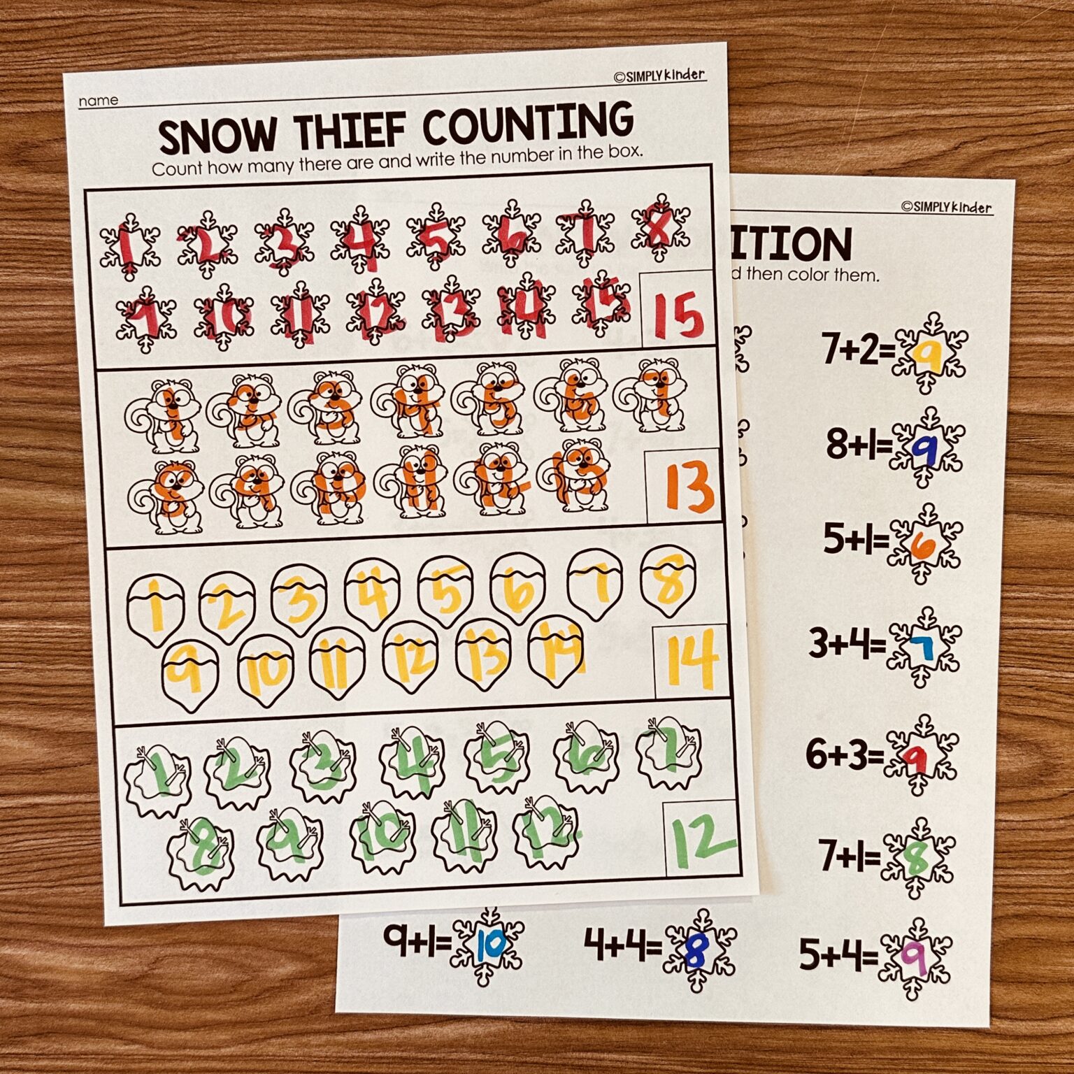 The Snow Thief Math Printables - Simply Kinder + Printable Membership