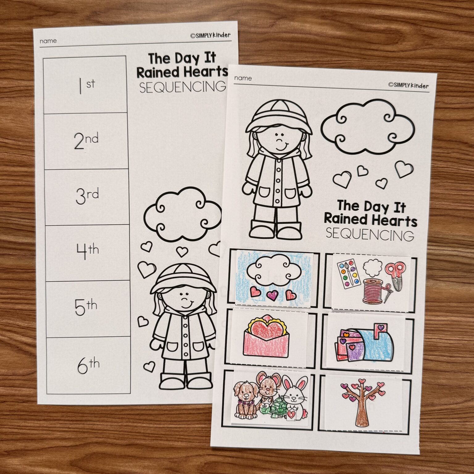 The Day It Rained Hearts Sequencing Printables - Simply Kinder ...