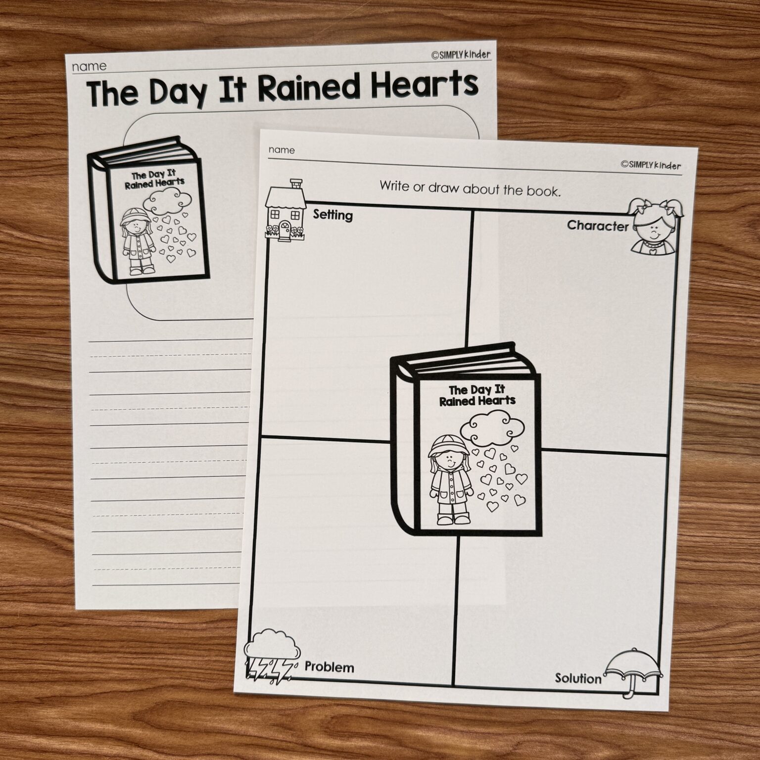 The Day It Rained Hearts Read And Respond Printables - Simply Kinder ...