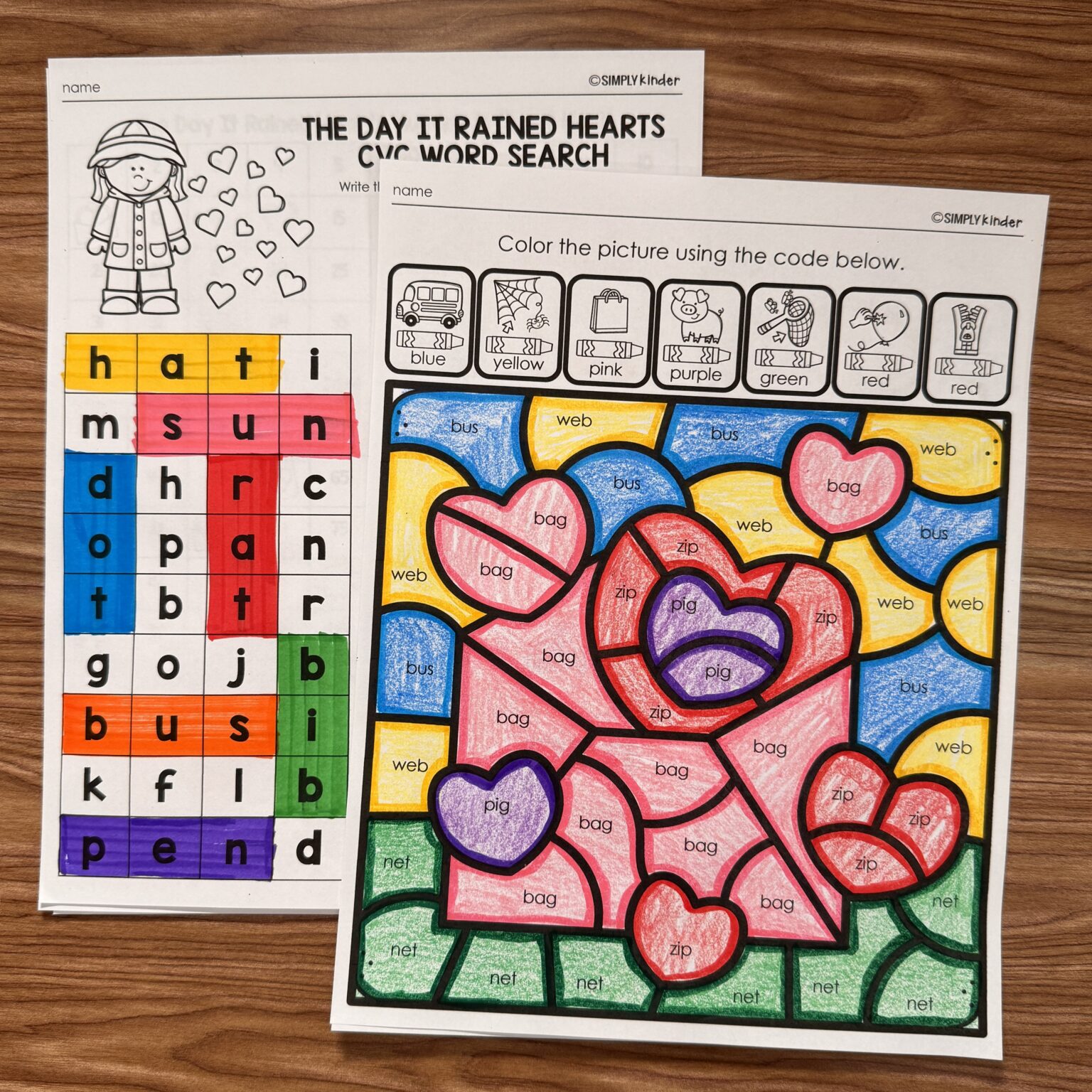The Day It Rained Hearts Literacy Printables - Simply Kinder Plus