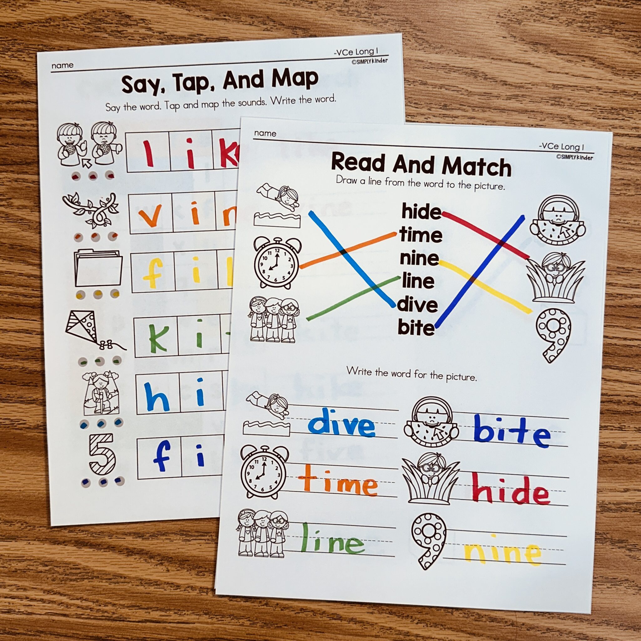 CVCe Long I Worksheets - Simply Kinder + Printable Membership