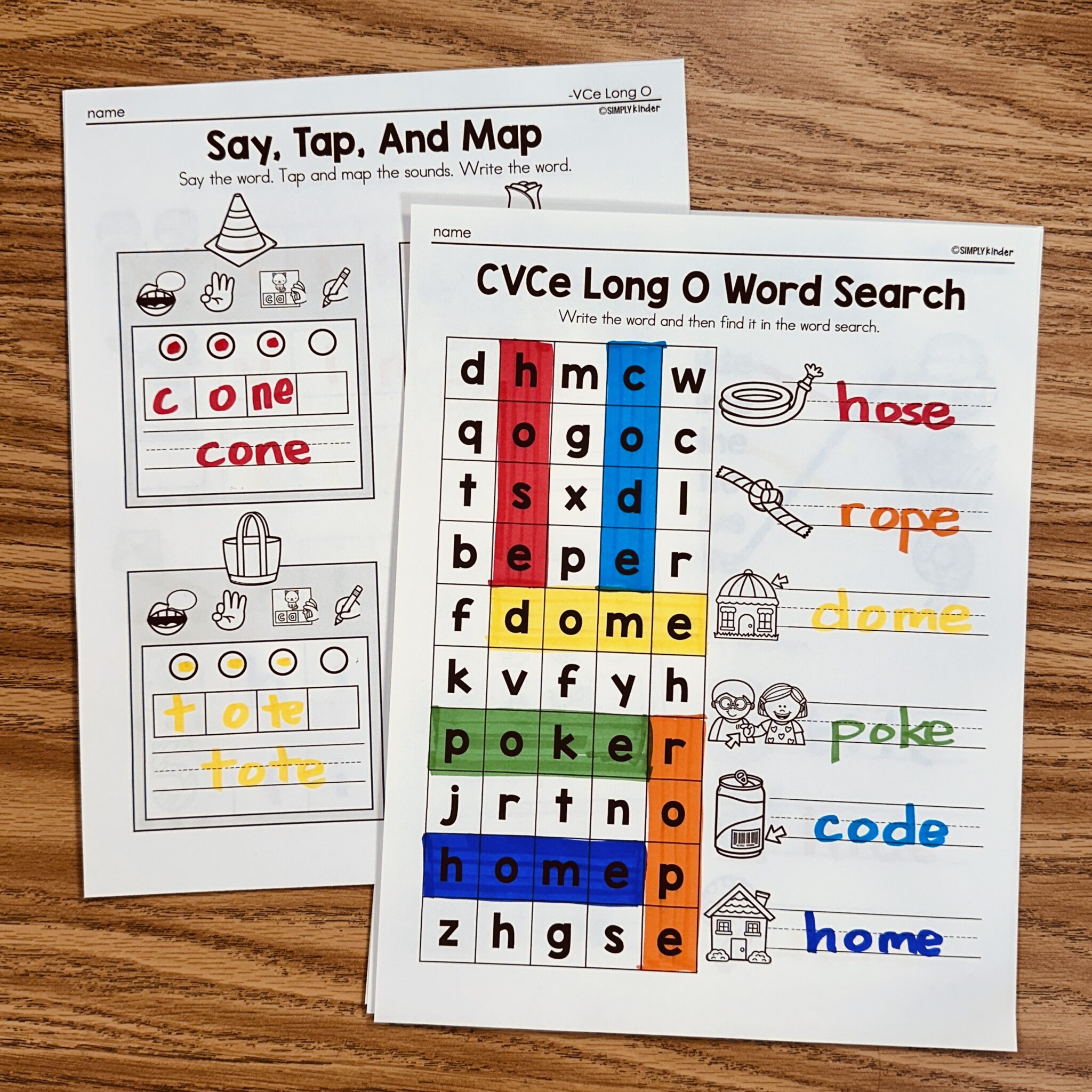 CVCe Long O Worksheets - Simply Kinder + Printable Membership