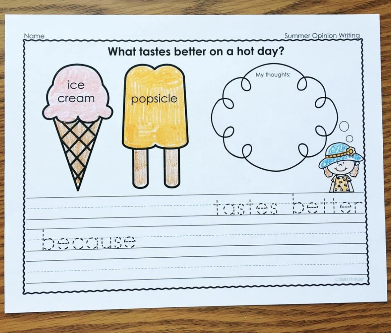 Summer Opinion Writing Prompts - Simply Kinder + Printable Membership