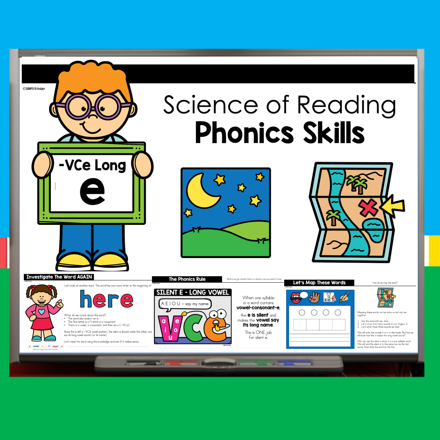 CVCe Long E Decoding Teaching Slides - Simply Kinder + Printable Membership