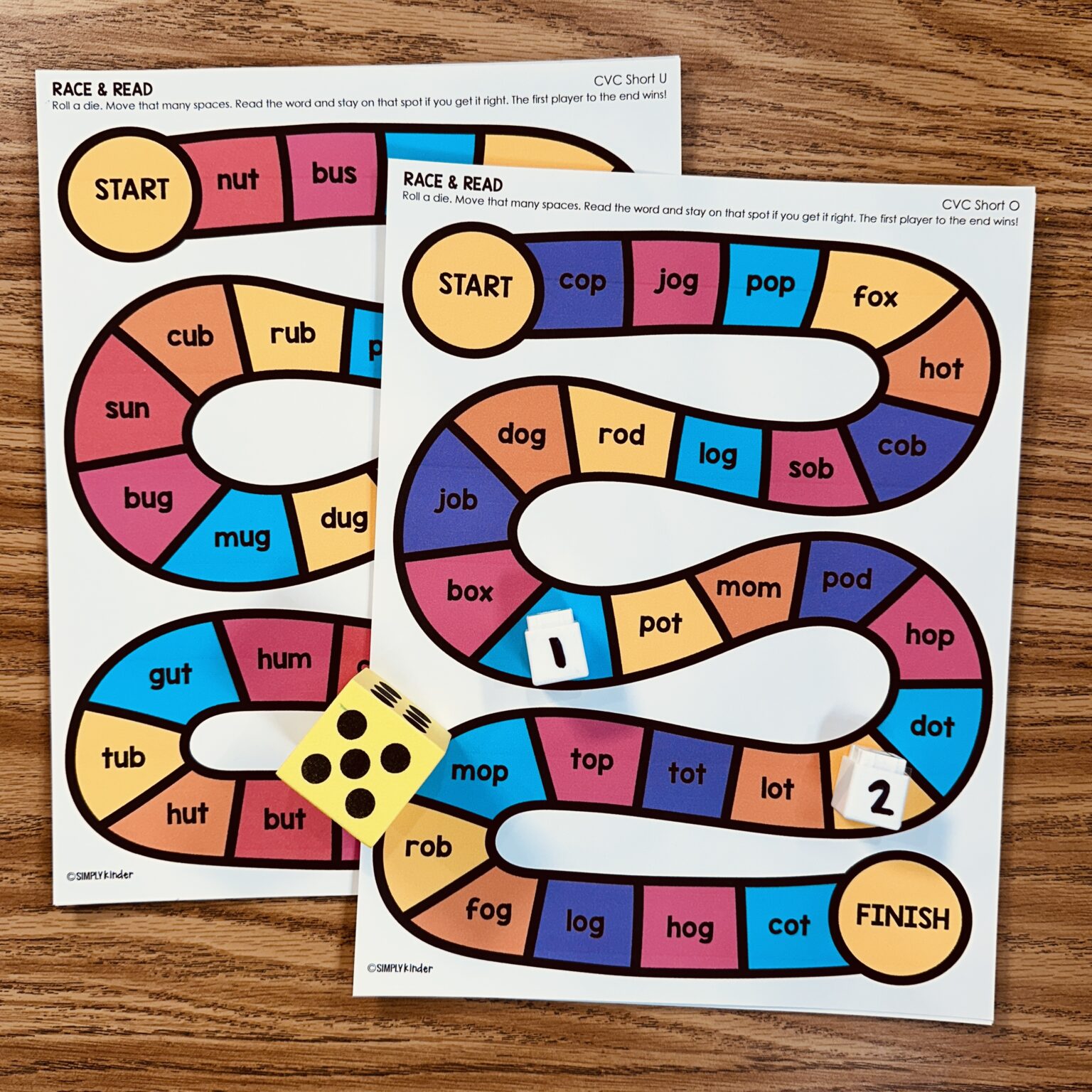 CVC No-Prep Games: Race And Read - Simply Kinder Plus