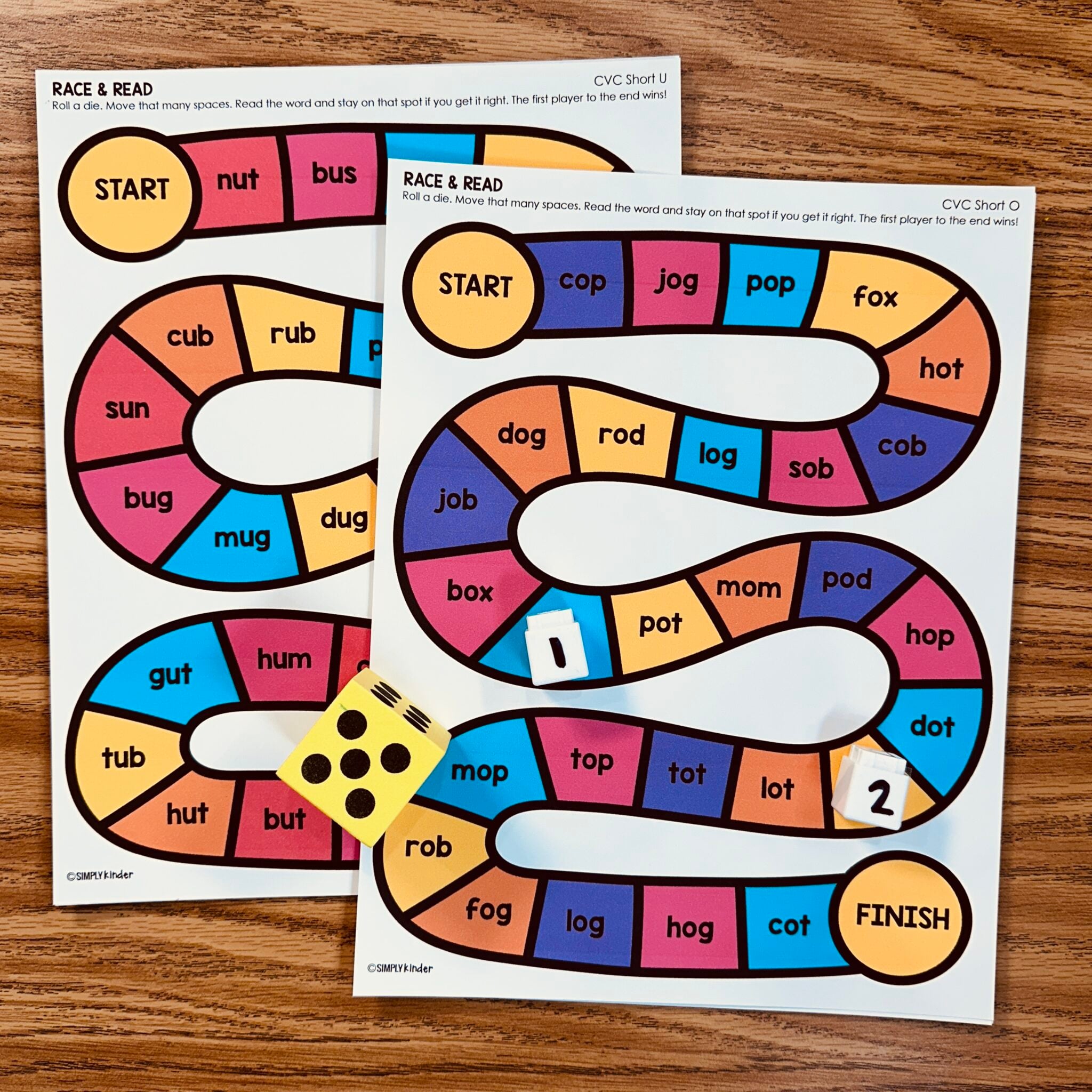 CVC No-Prep Games: Race And Read - Simply Kinder + Printable Membership