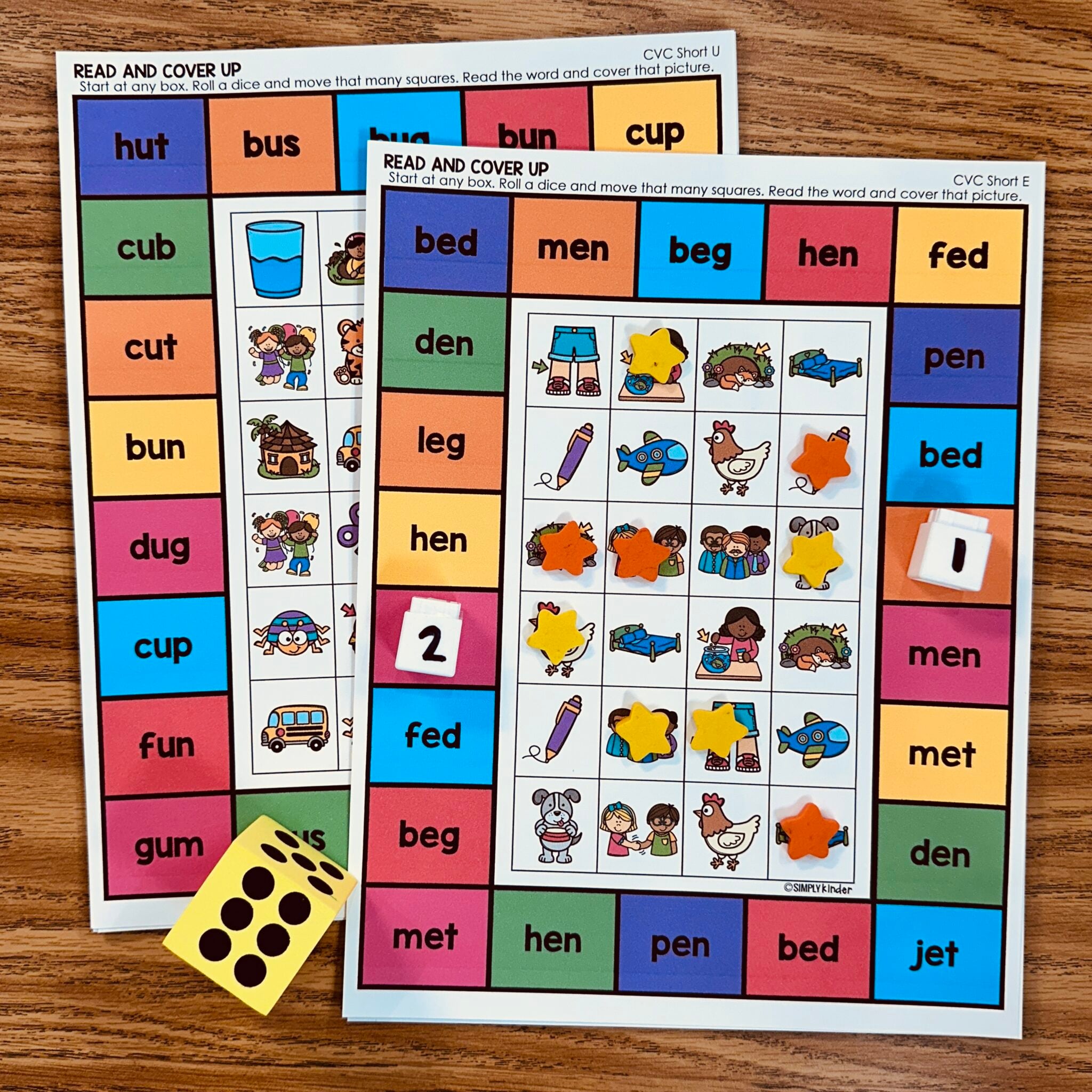 CVC No-Prep Games: Read And Cover Up - Simply Kinder + Printable Membership