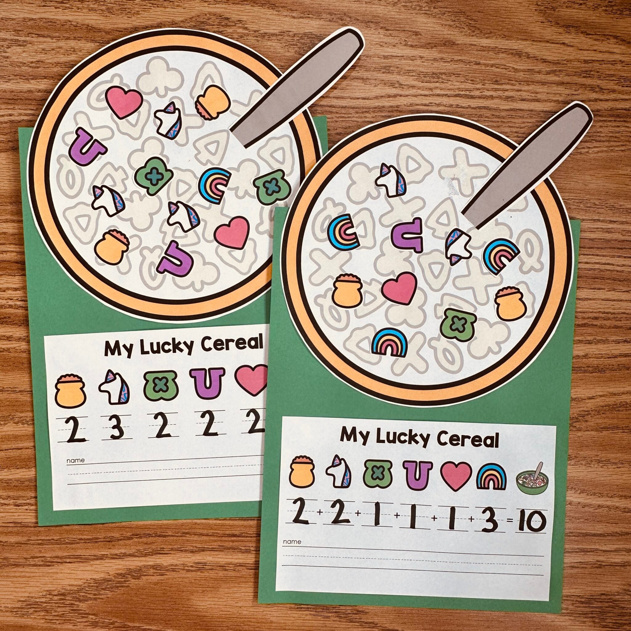 St. Patrick's Day Craft - Lucky Cereal Craft for Math - Simply Kinder ...