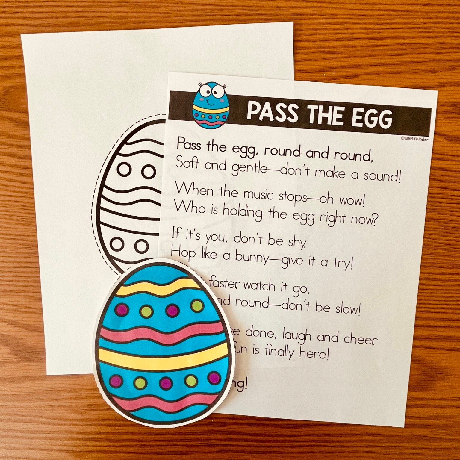 FREE Pass the Egg Poem - Simply Kinder + Printable Membership
