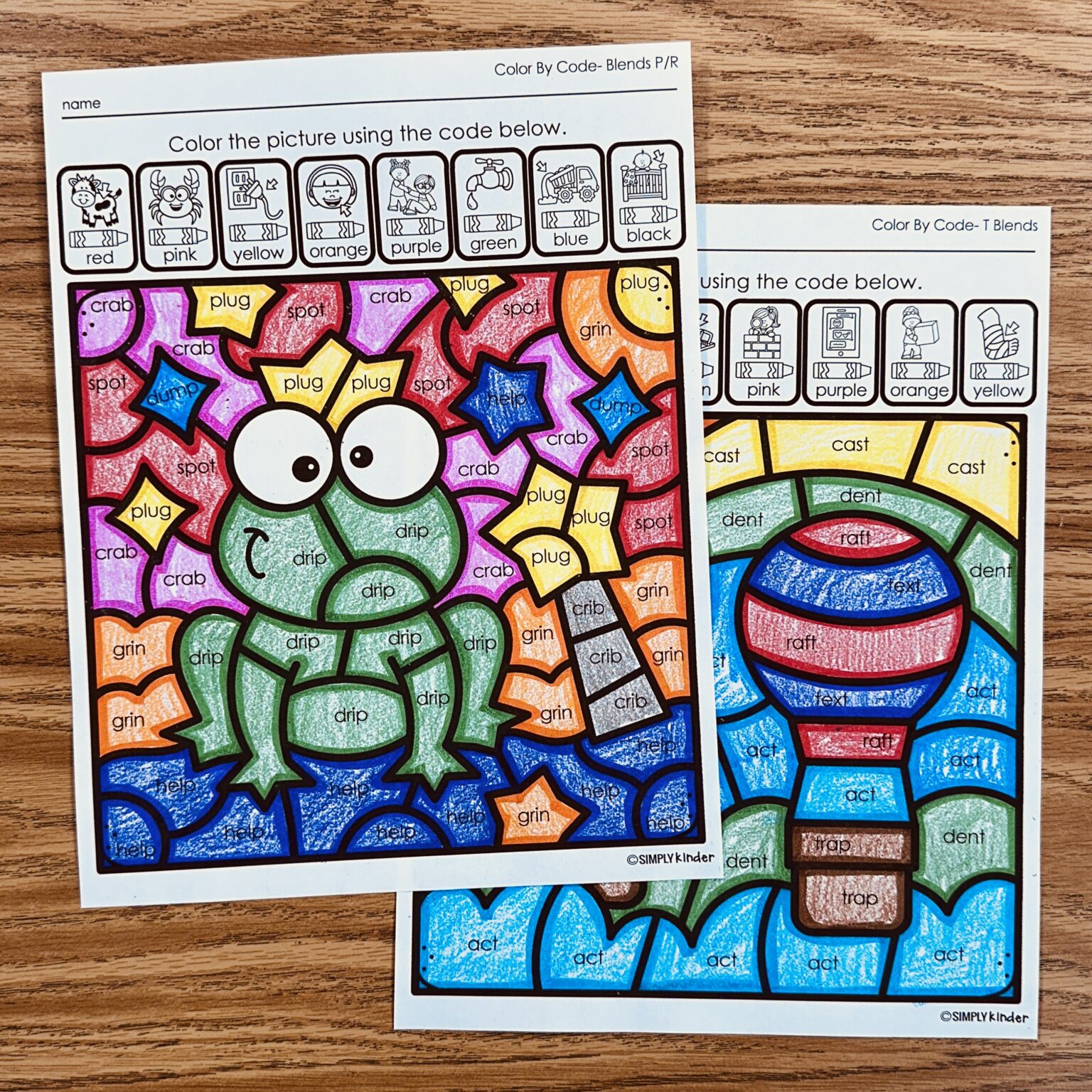 Blends No-Prep Worksheets: Color by Codes - Simply Kinder Plus