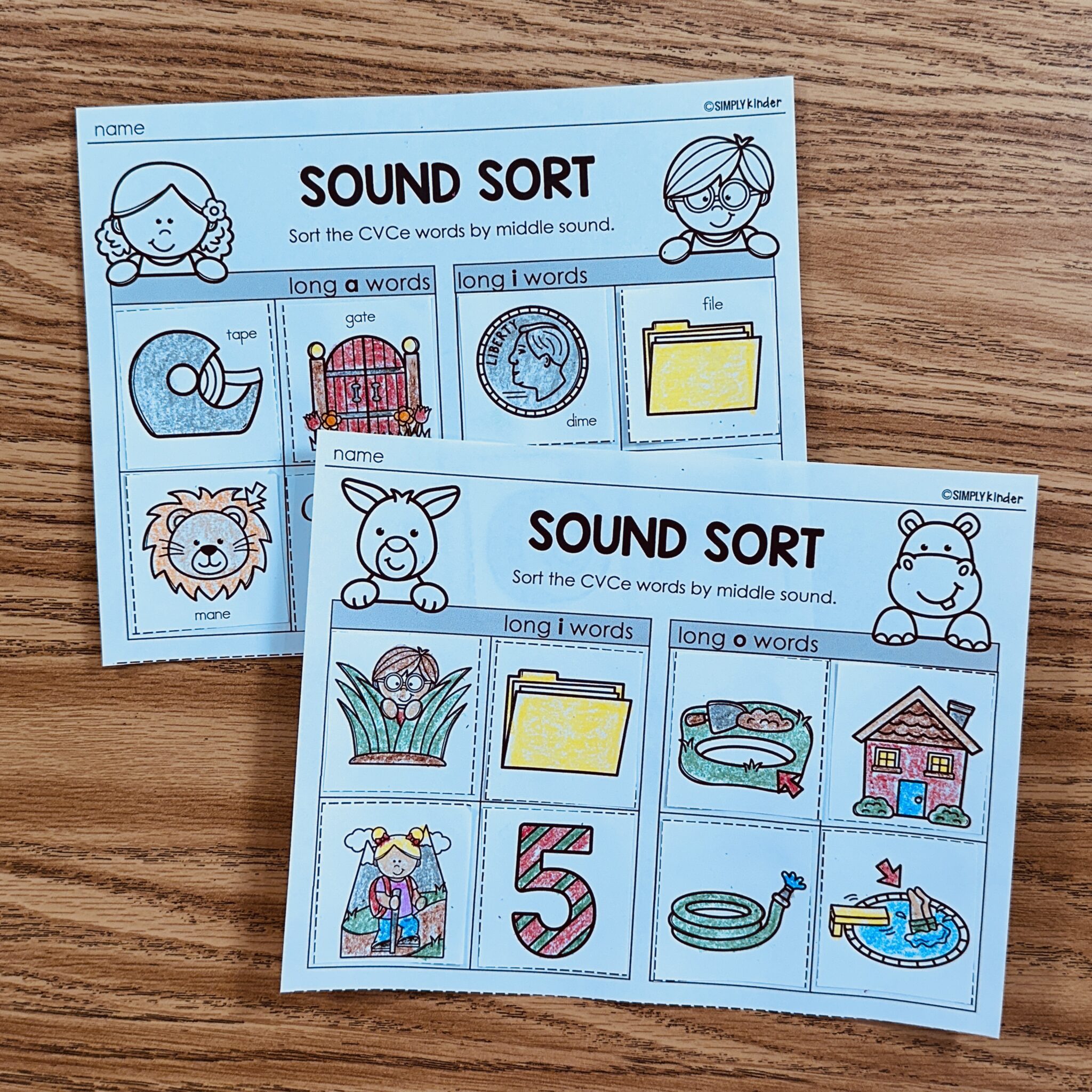 CVCe No-Prep Worksheets: Sound Sort - Simply Kinder Plus