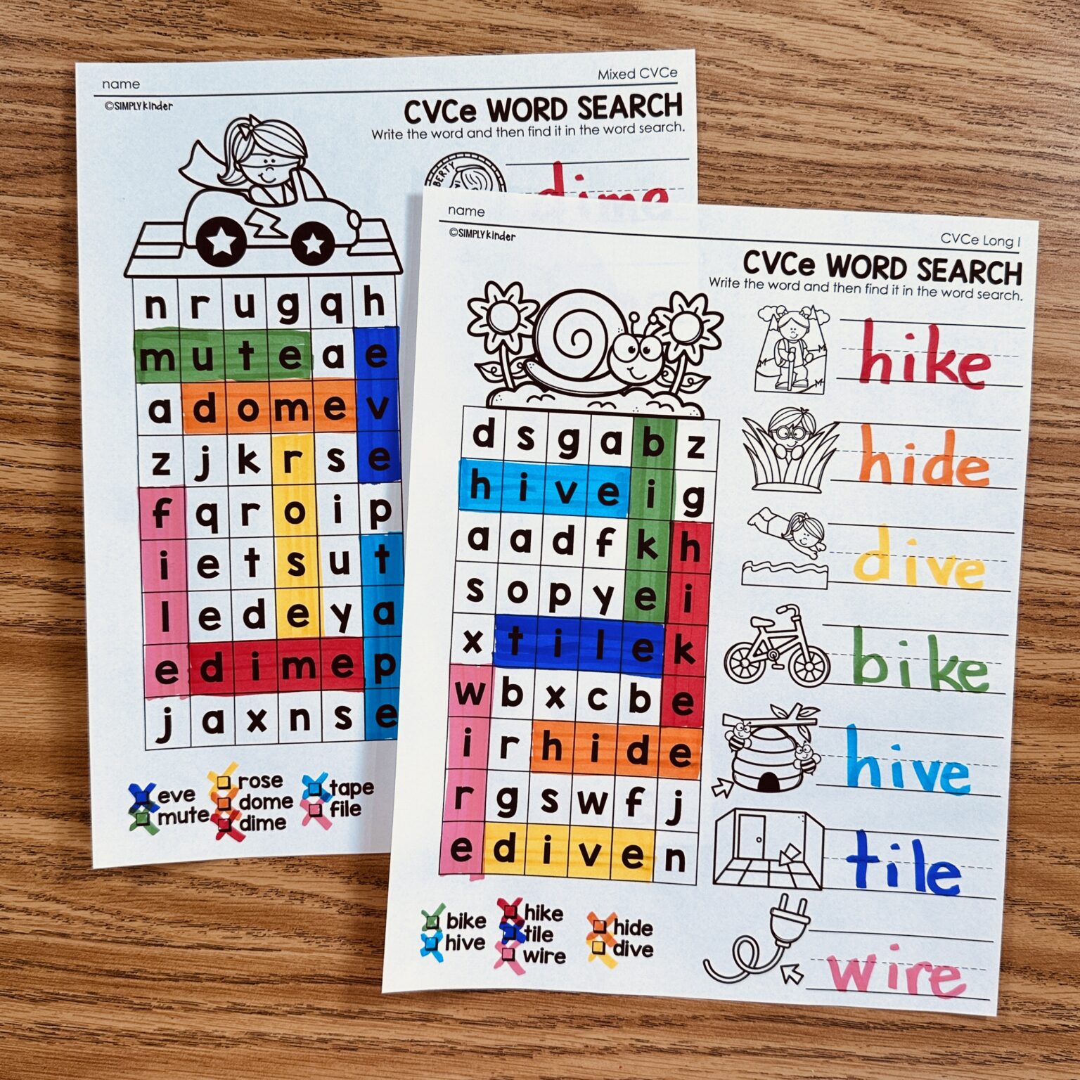 CVCe No-Prep Worksheets: Word Searches - Simply Kinder Plus