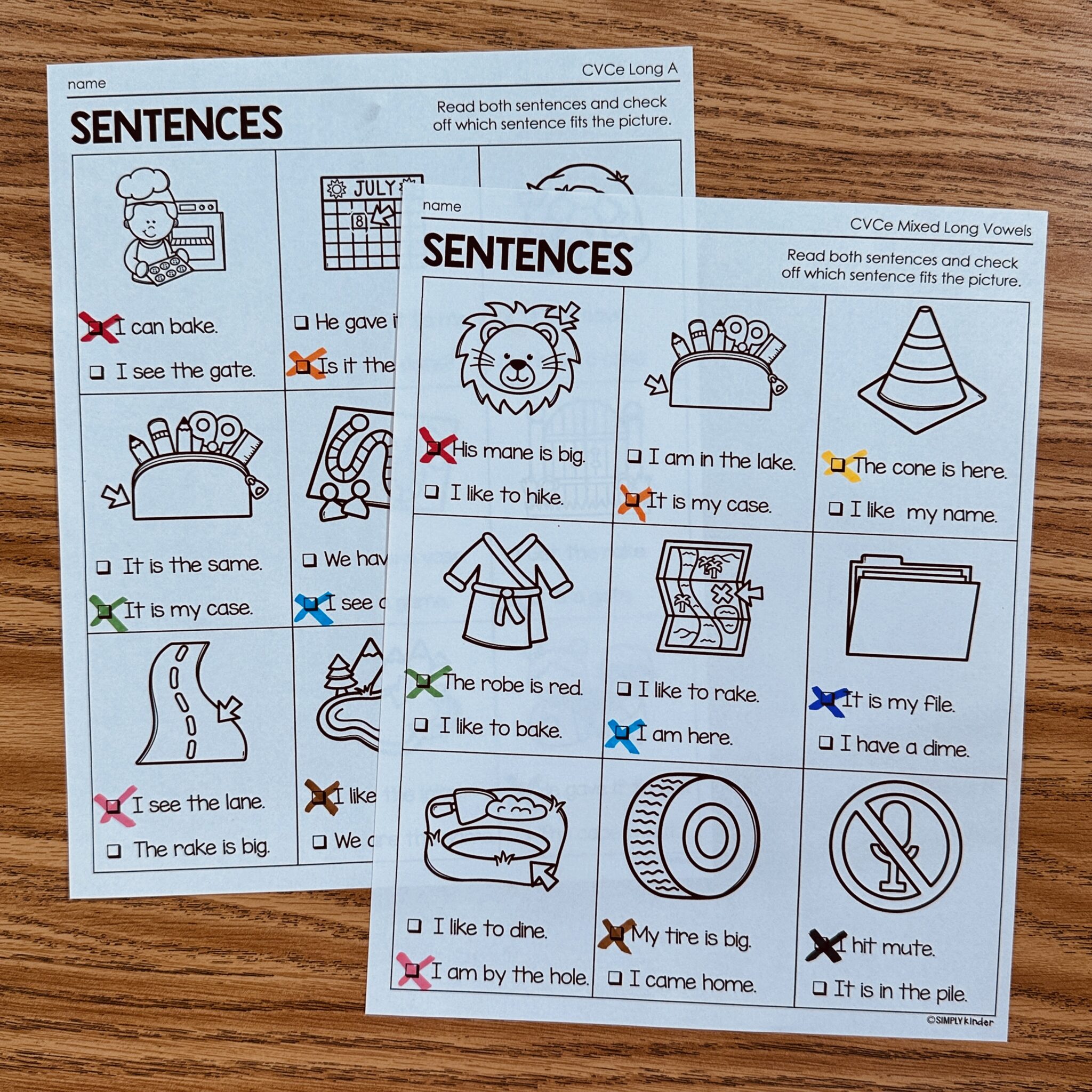CVCe No-Prep Worksheets: Sentences - Simply Kinder Plus