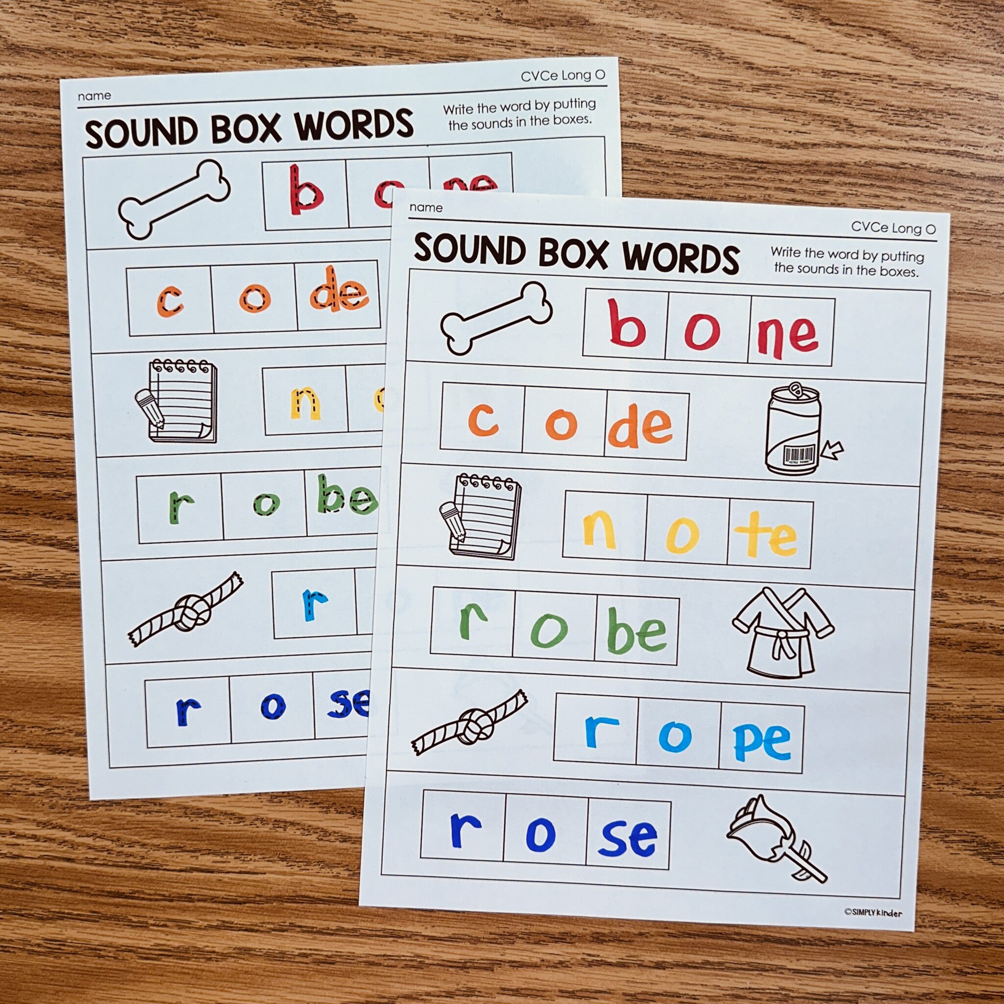 CVCe No-Prep Worksheets: Sound Box Words - Simply Kinder Plus