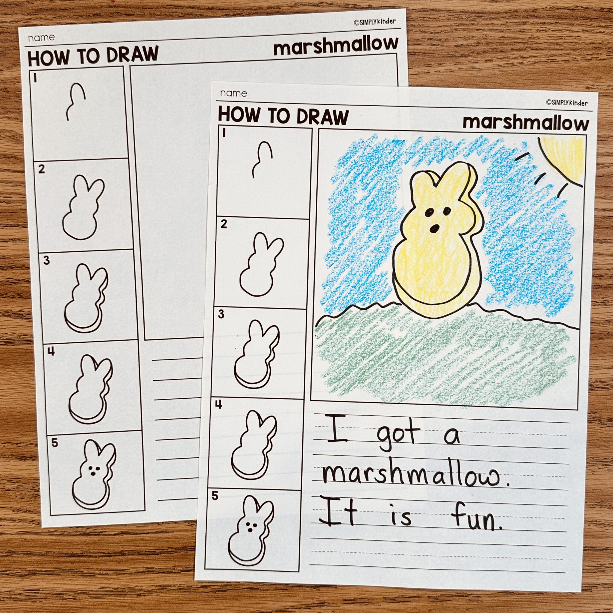 Adopt A Marshmallow Directed Drawing Easter Printables - Simply Kinder ...