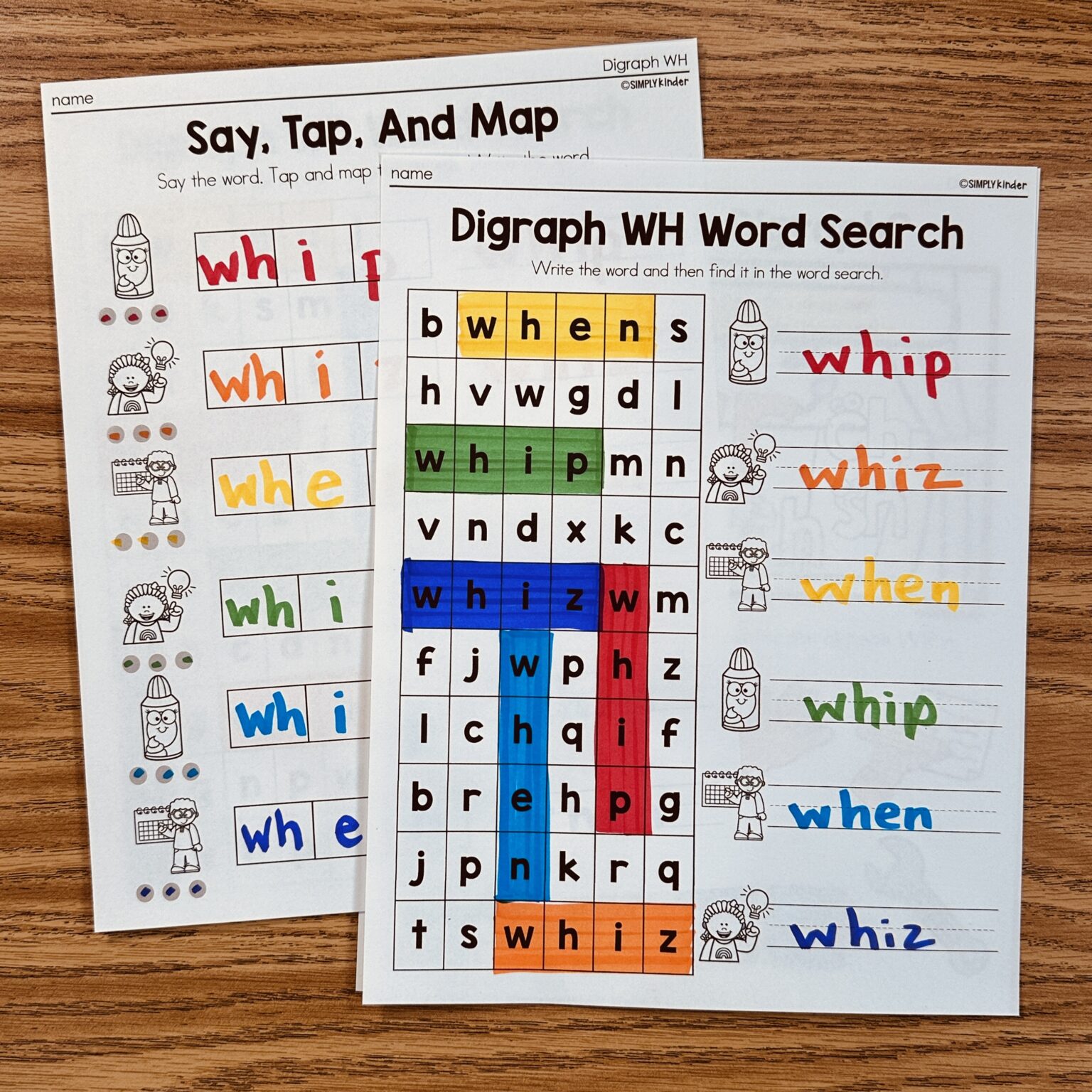 Digraphs WH Phonics Worksheets - Simply Kinder + Printable Membership