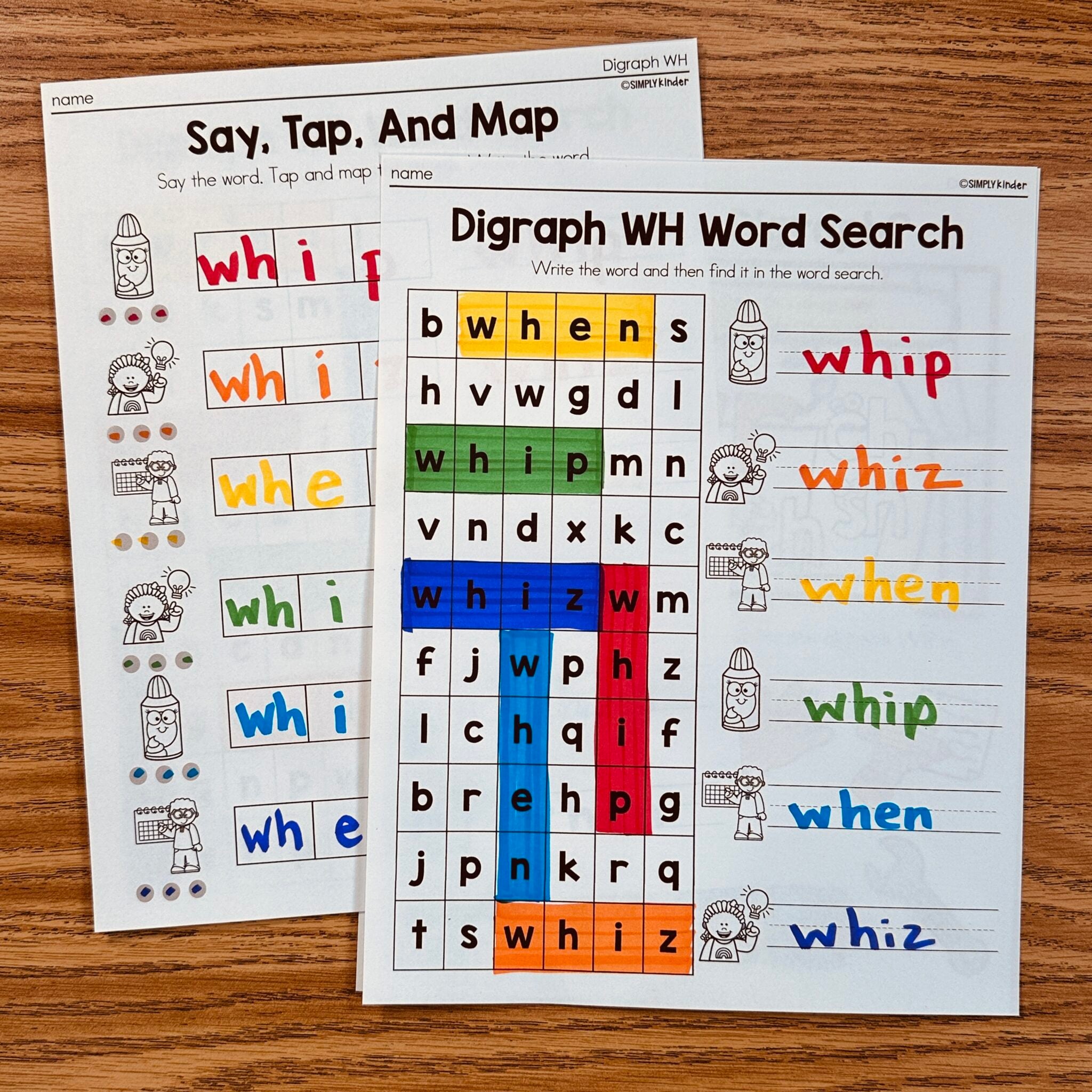 Digraphs WH Phonics Worksheets - Simply Kinder + Printable Membership