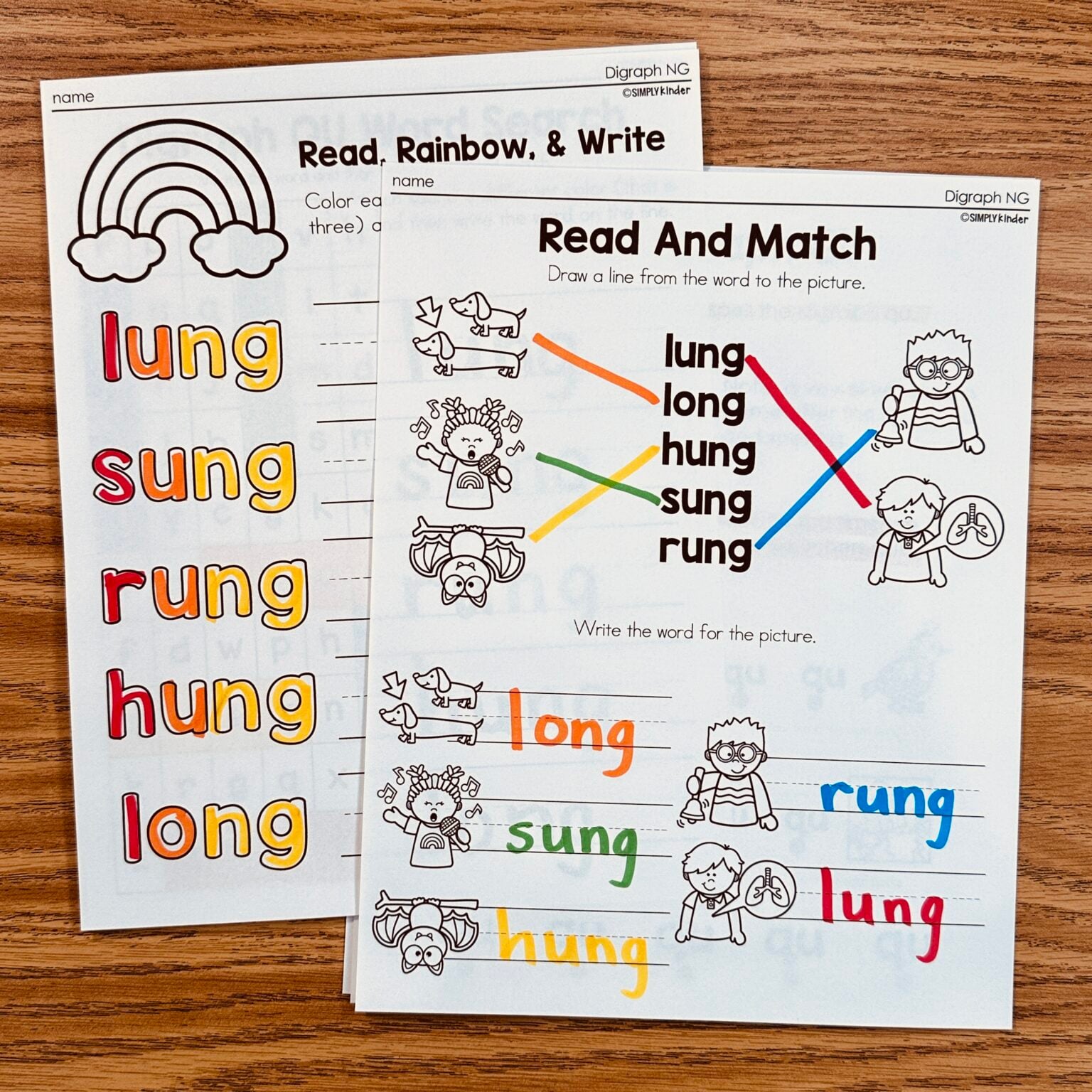 Digraphs NG Phonics Worksheets - Simply Kinder + Printable Membership