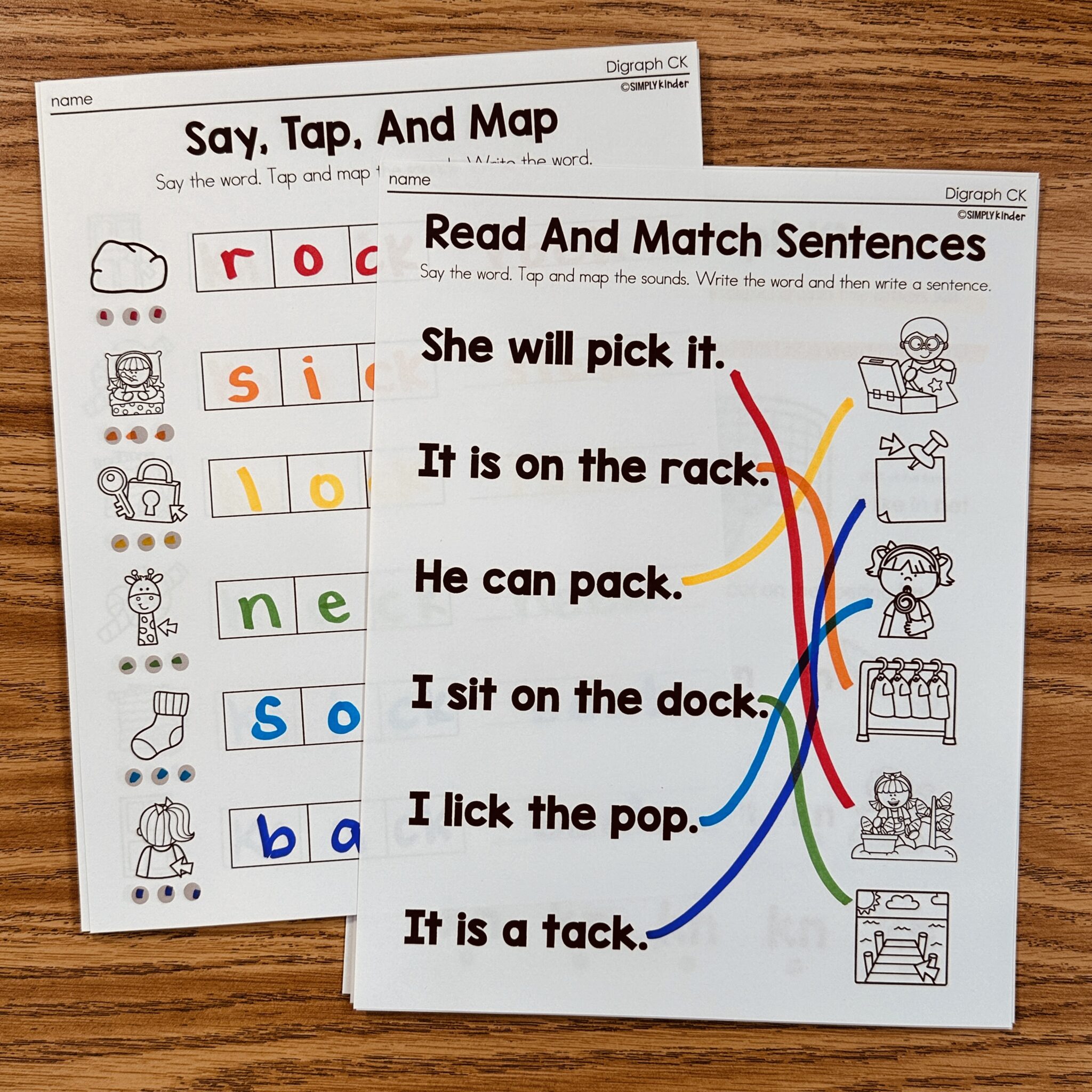 Digraphs CK Phonics Worksheets - Simply Kinder + Printable Membership