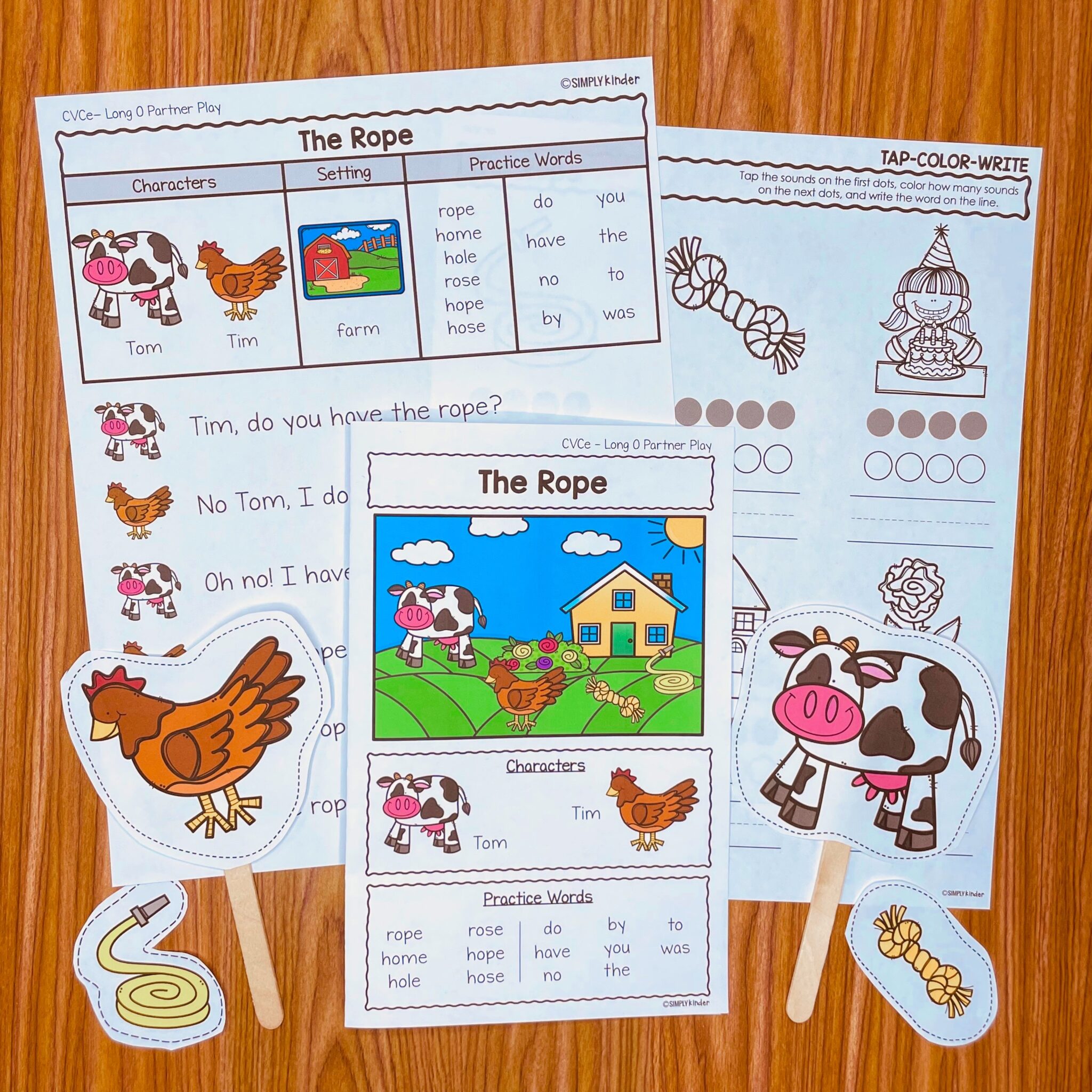 CVCe Decodable Long O Partner Play: The Rope - Simply Kinder ...