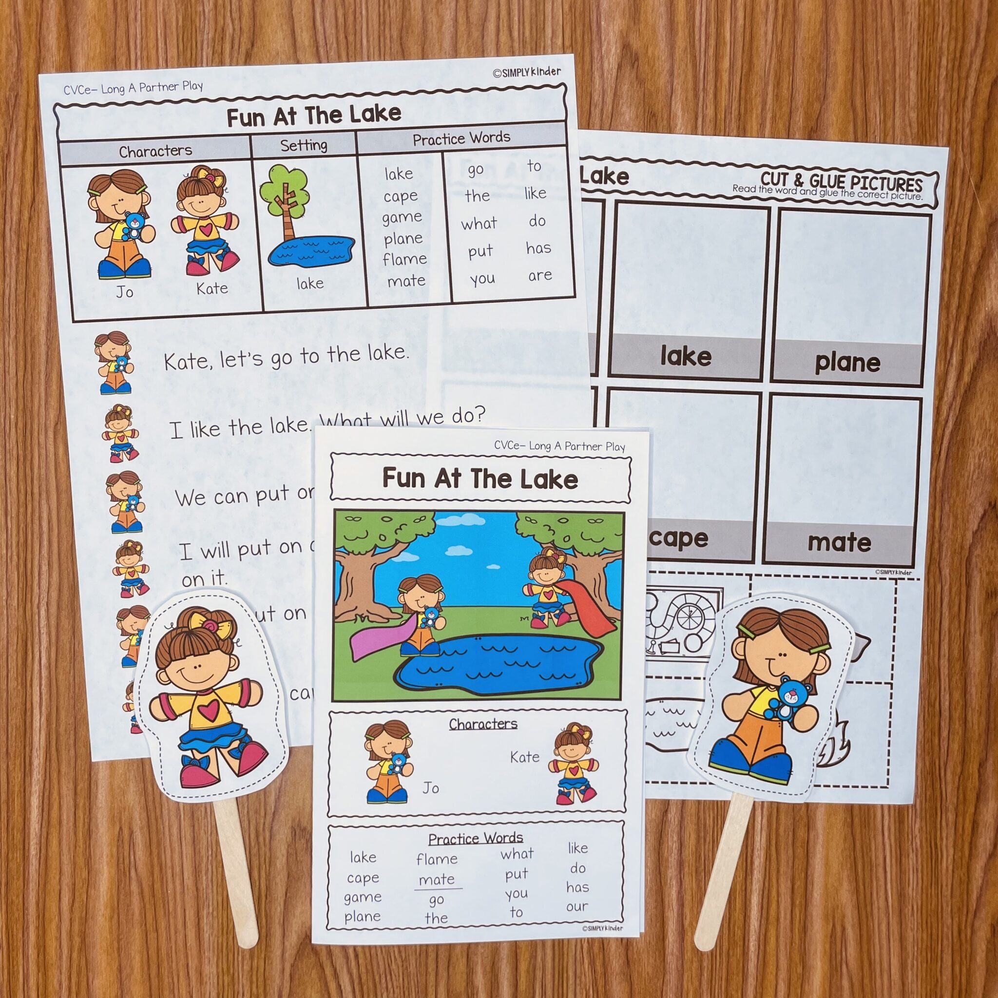CVCe Decodable Long A Partner Plays - Simply Kinder + Printable Membership