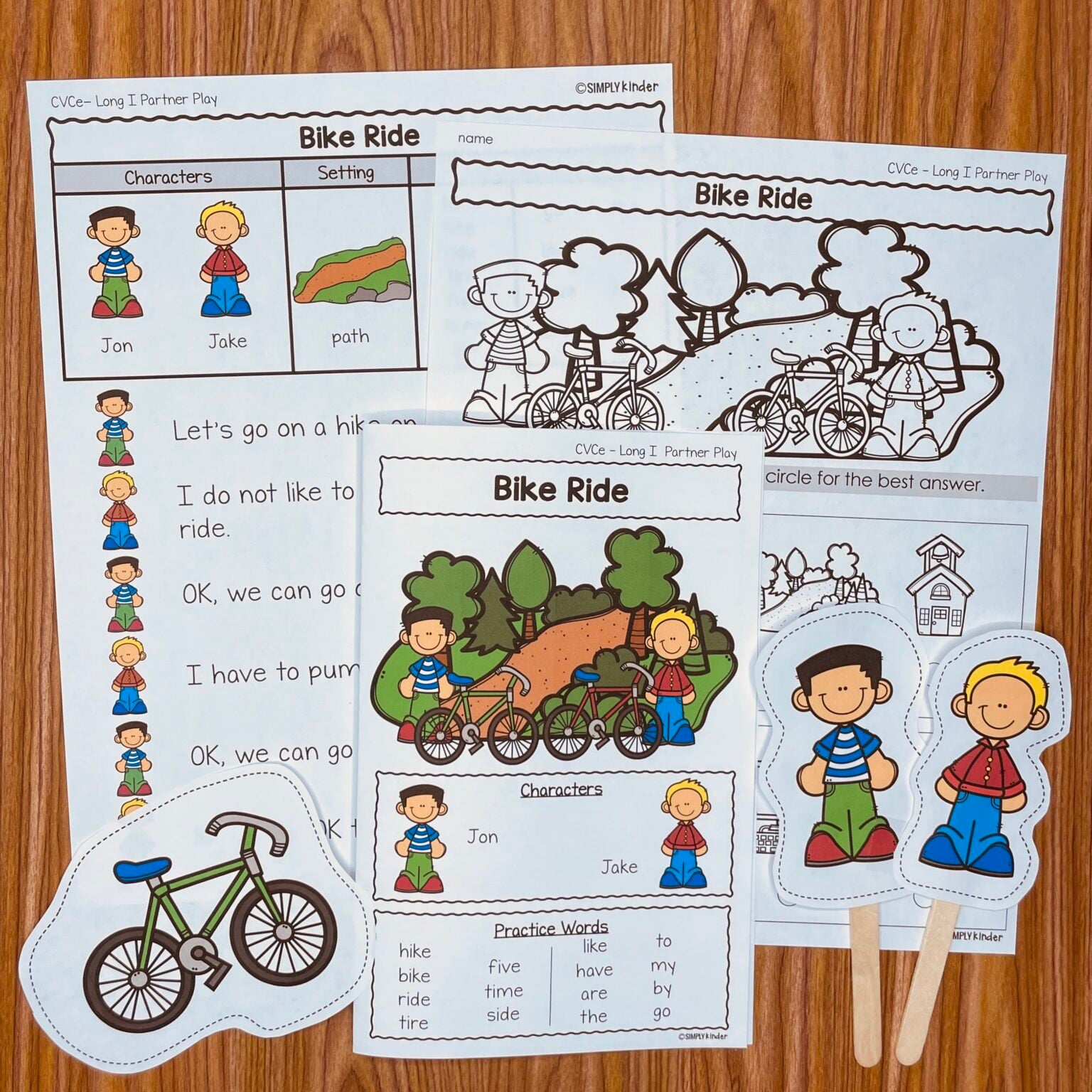 CVCe Decodable Long I Partner Play: Bike Ride - Simply Kinder ...
