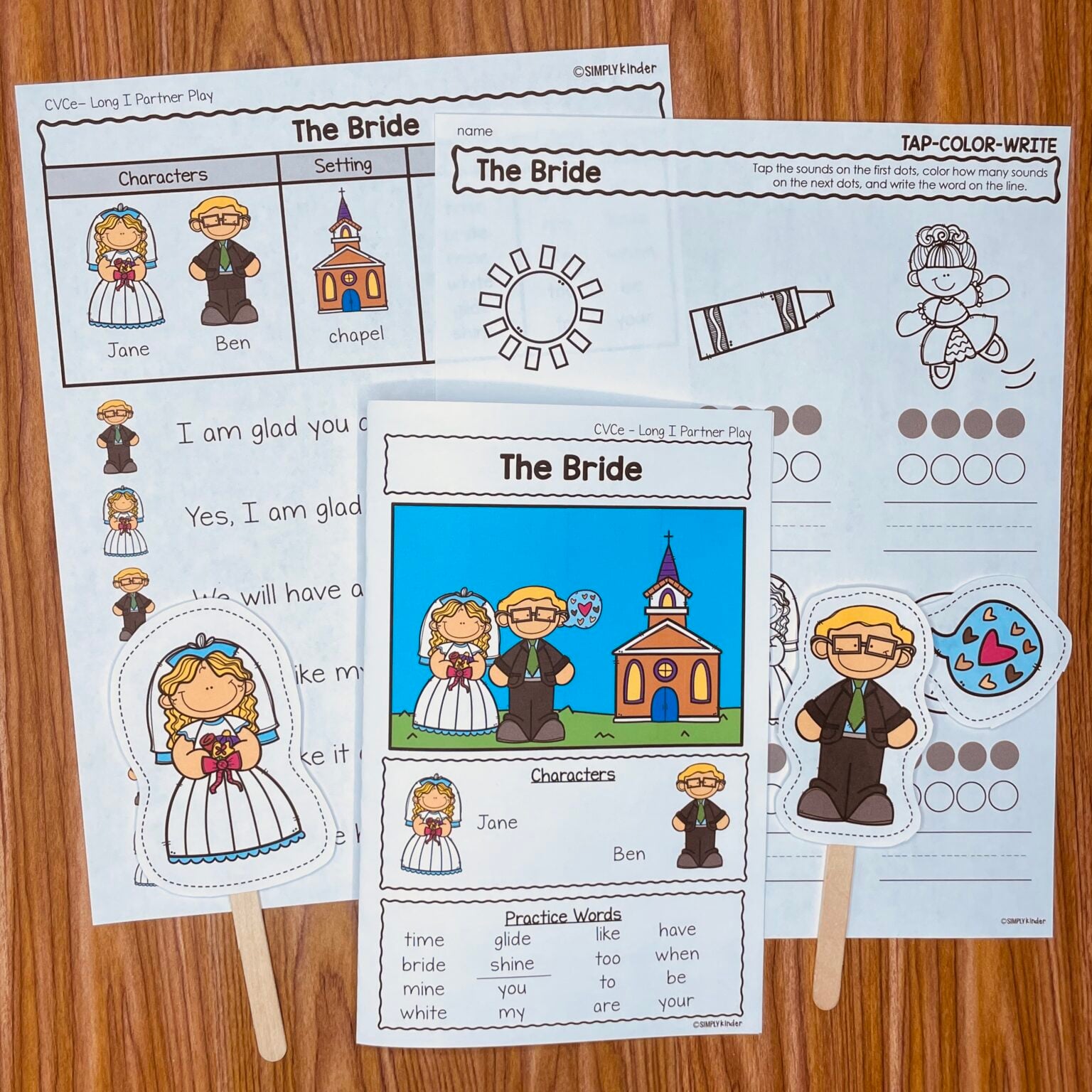 CVCe Decodable Long I Partner Play: The Bride - Simply Kinder ...
