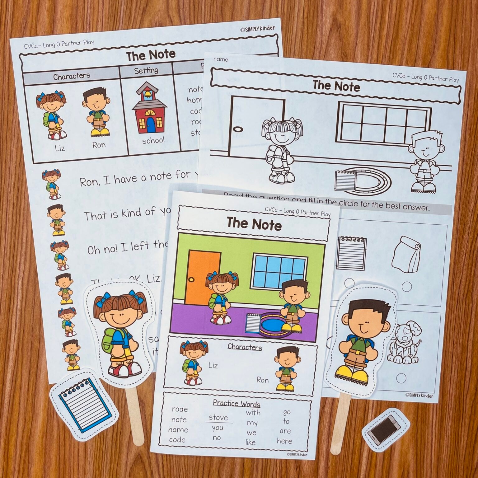 CVCe Decodable Long O Partner Play: The Note - Simply Kinder ...