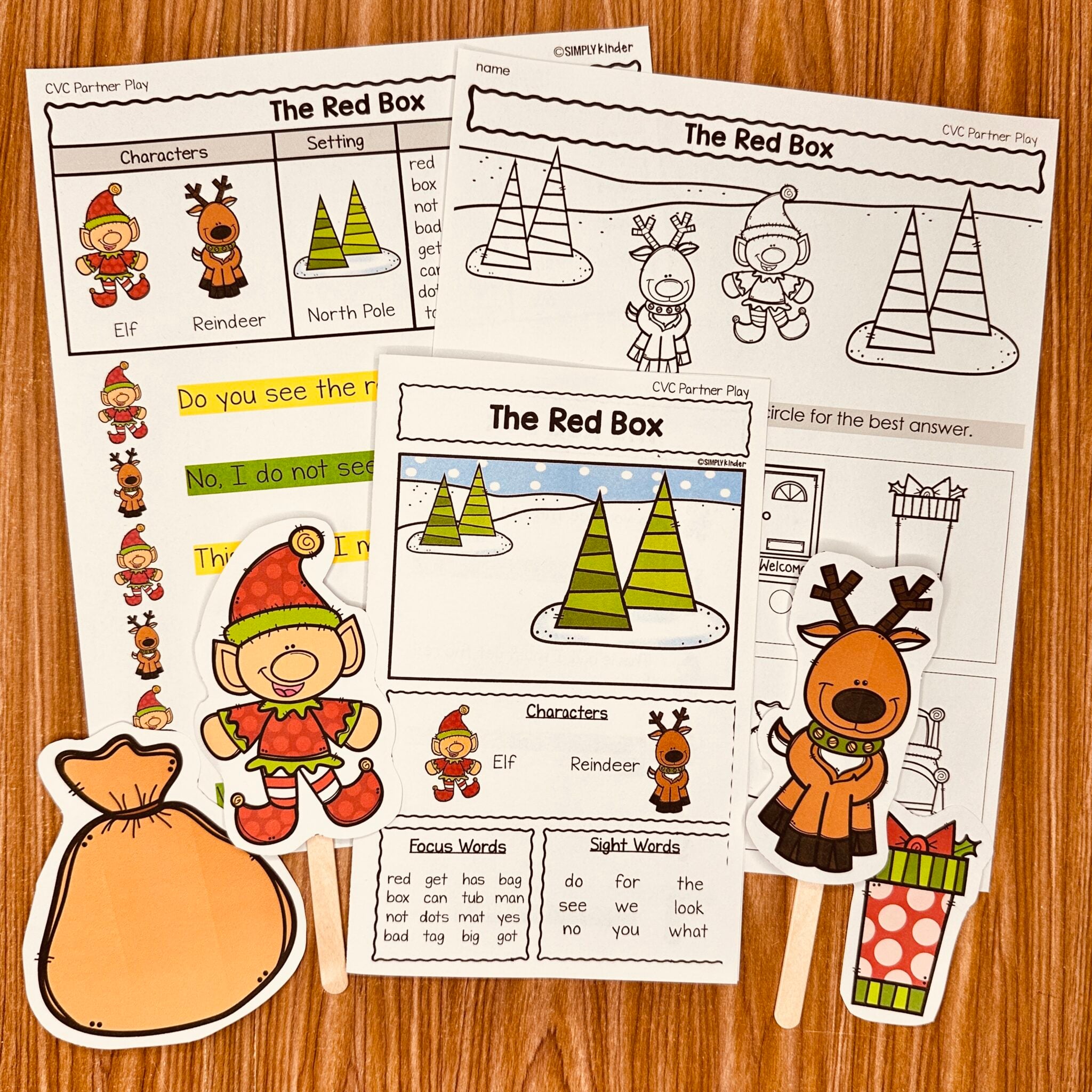 Christmas Holiday Theme Decodable Partner Play The Red Box - Simply ...