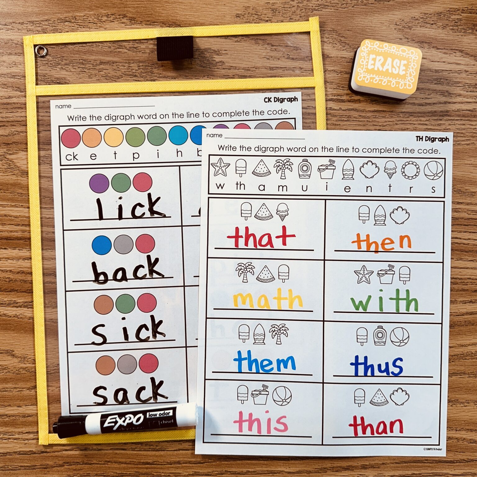 Digraphs No-Prep Worksheets: Secret Code - Simply Kinder Plus
