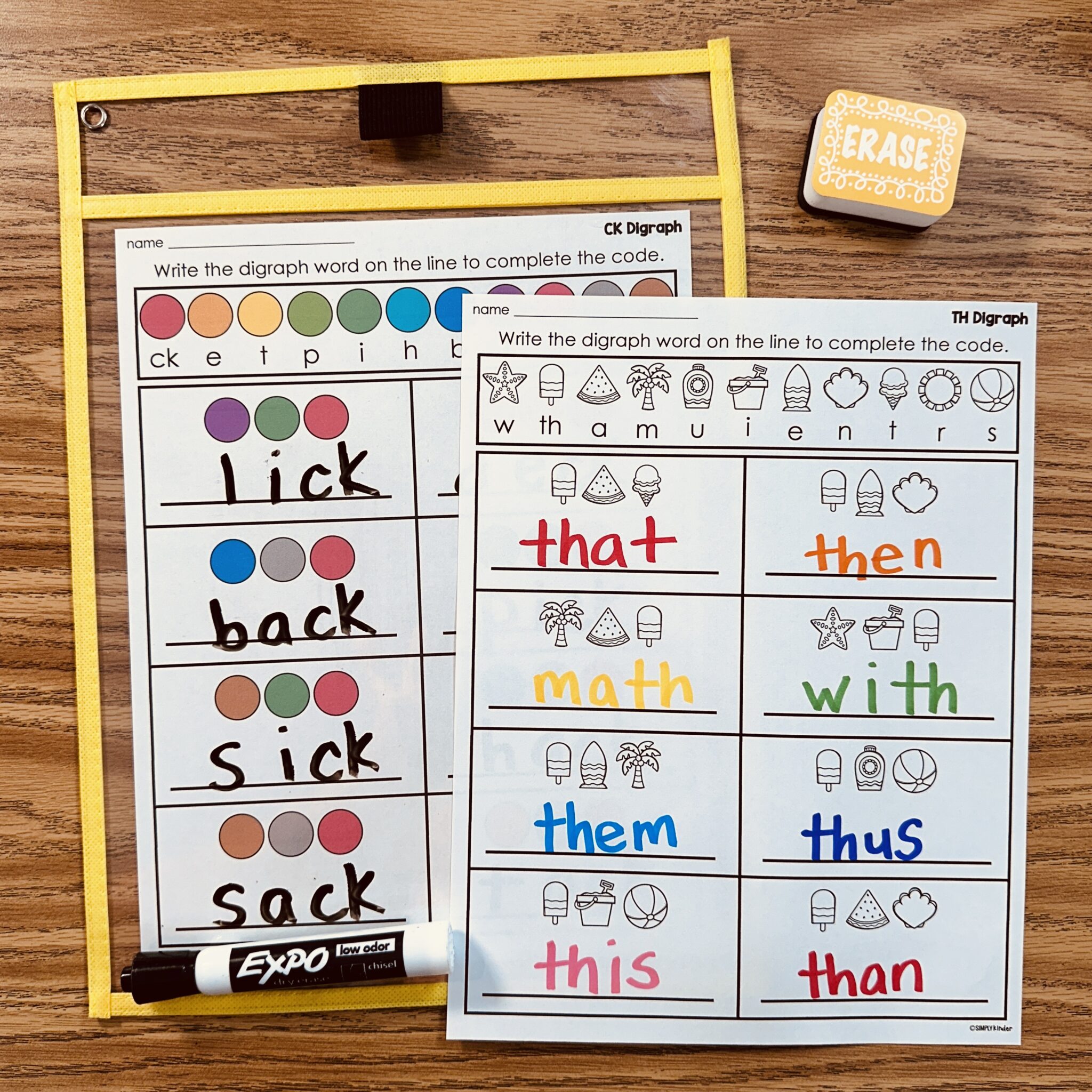 Digraphs No-Prep Worksheets: Secret Code - Simply Kinder Plus