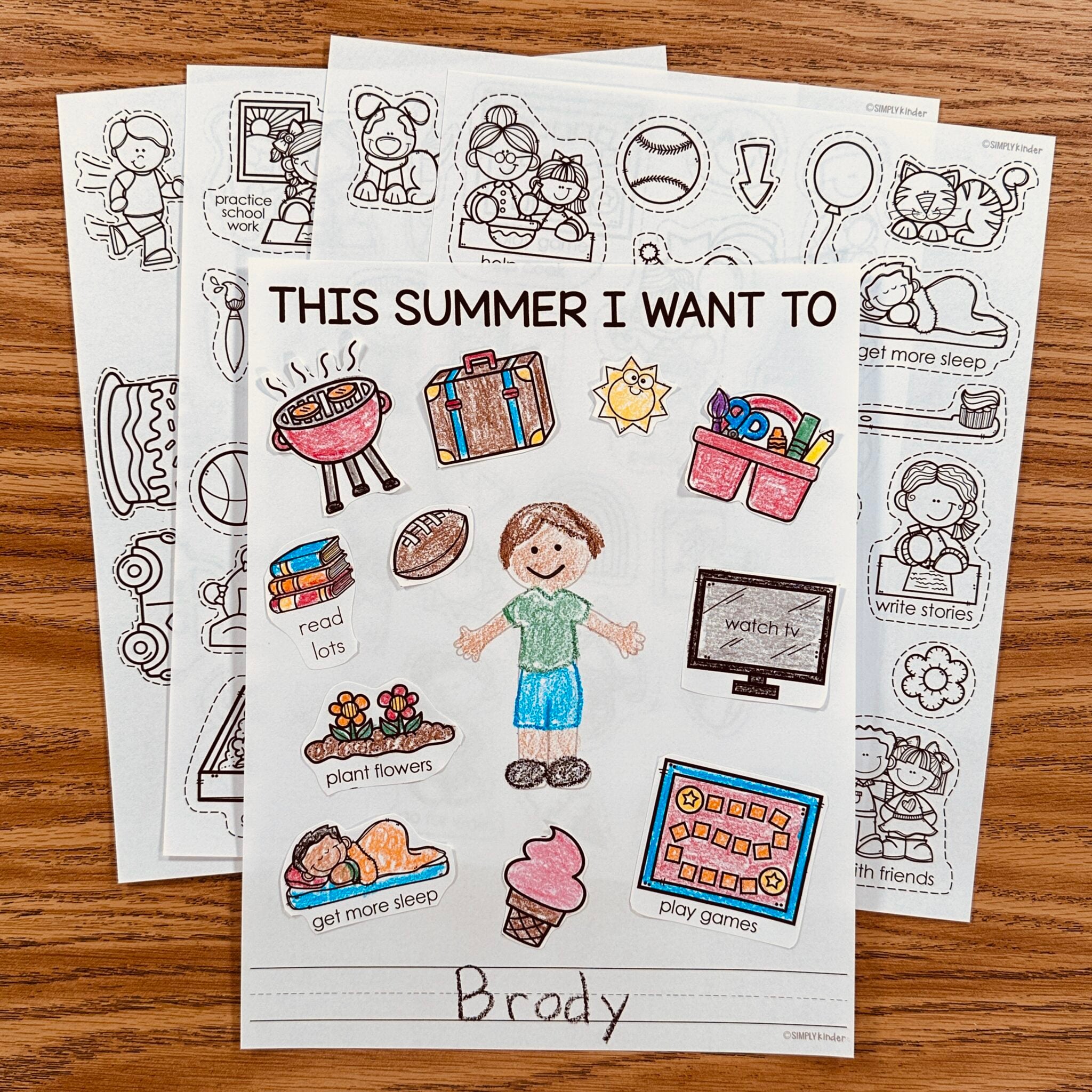 Last Day Blues Summer Collage - Simply Kinder + Printable Membership