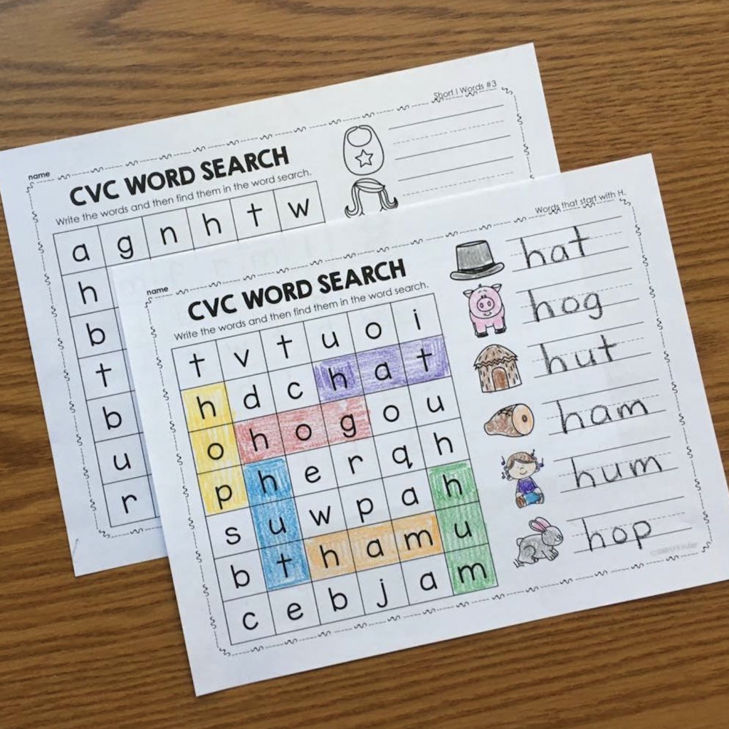 CVC Word Searches A-Z - Simply Kinder + Printable Membership
