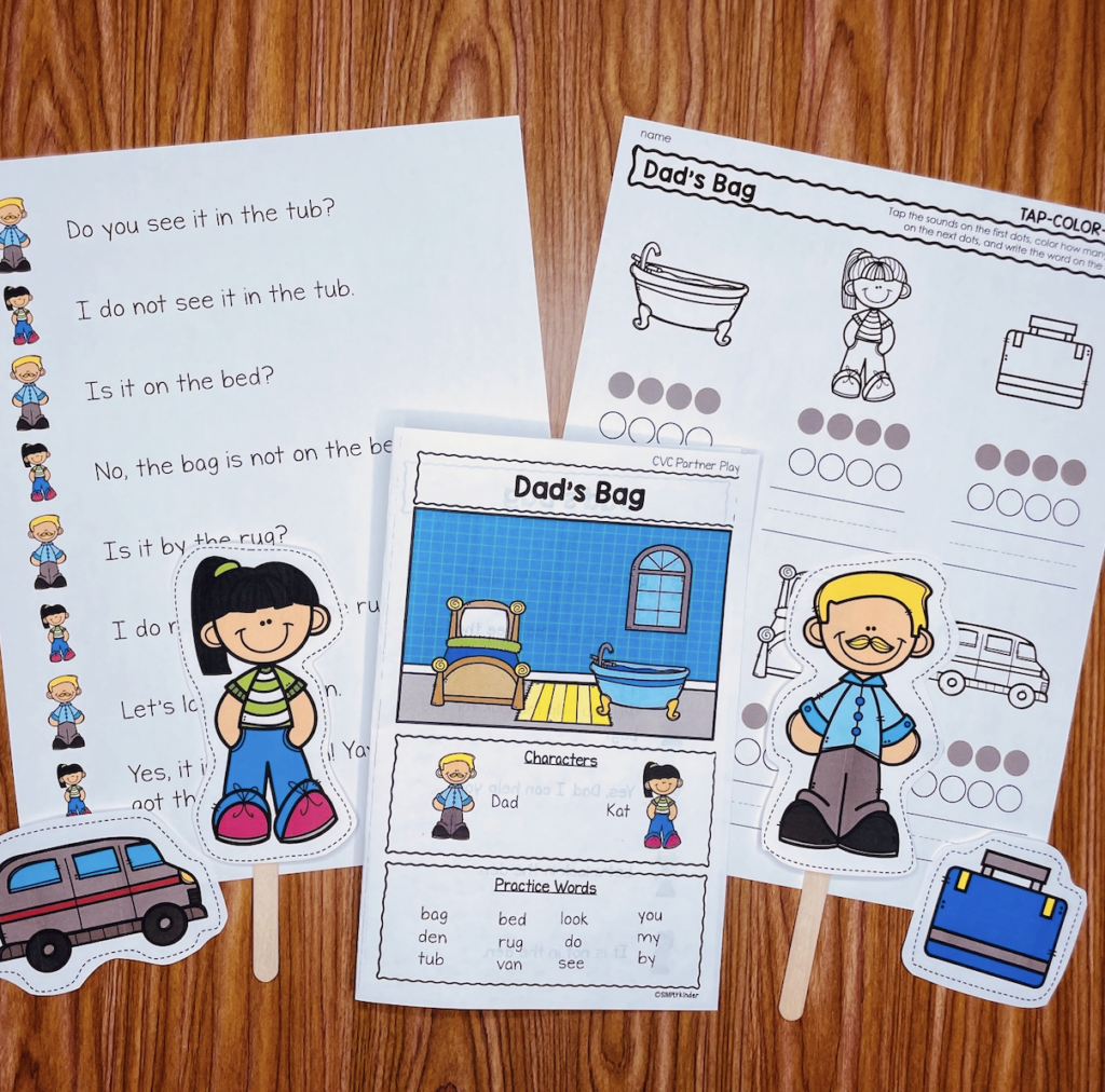 CVC Decodable Partner Play: Dad's Bag - Simply Kinder + Printable ...