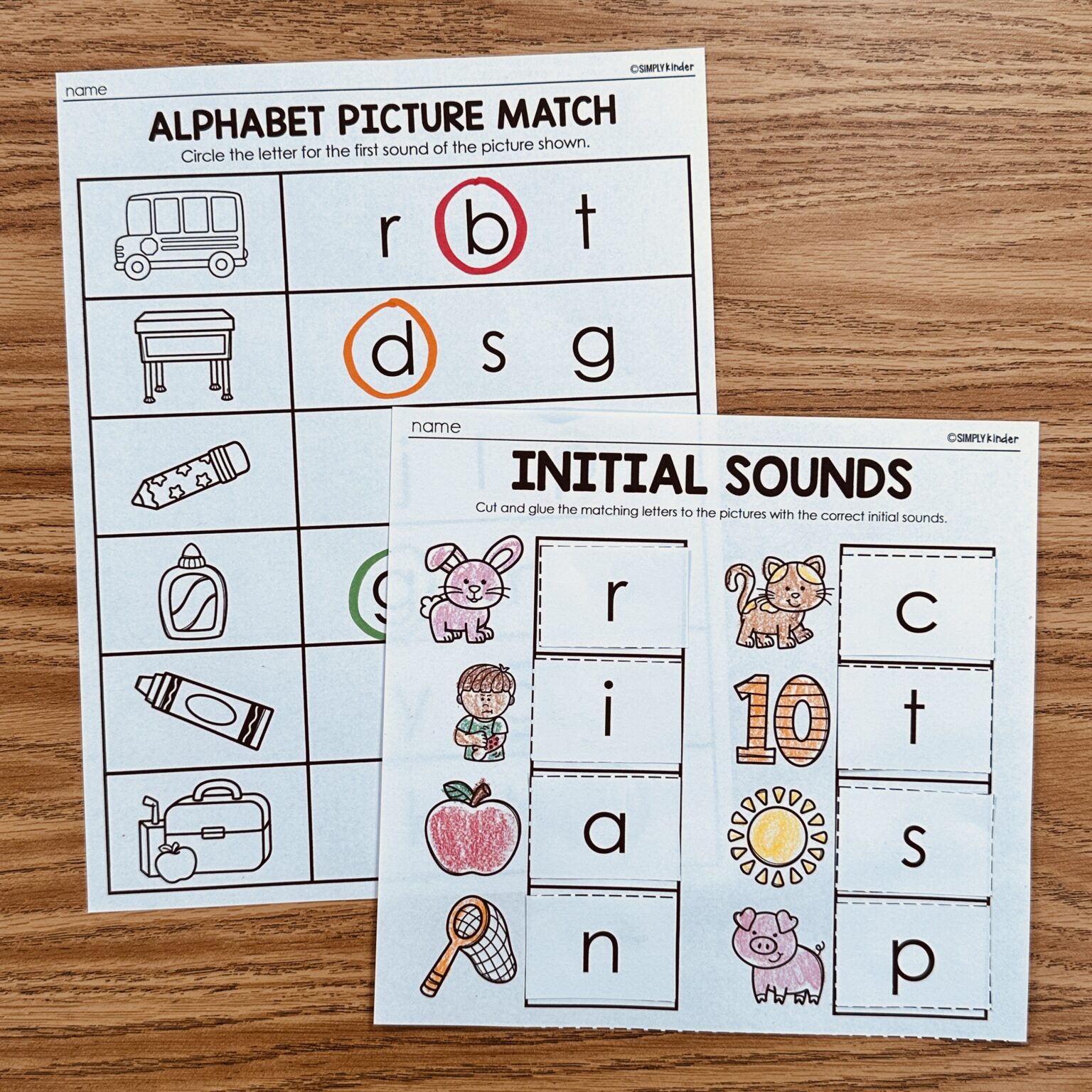 Initial Sound Printables - Simply Kinder + Printable Membership