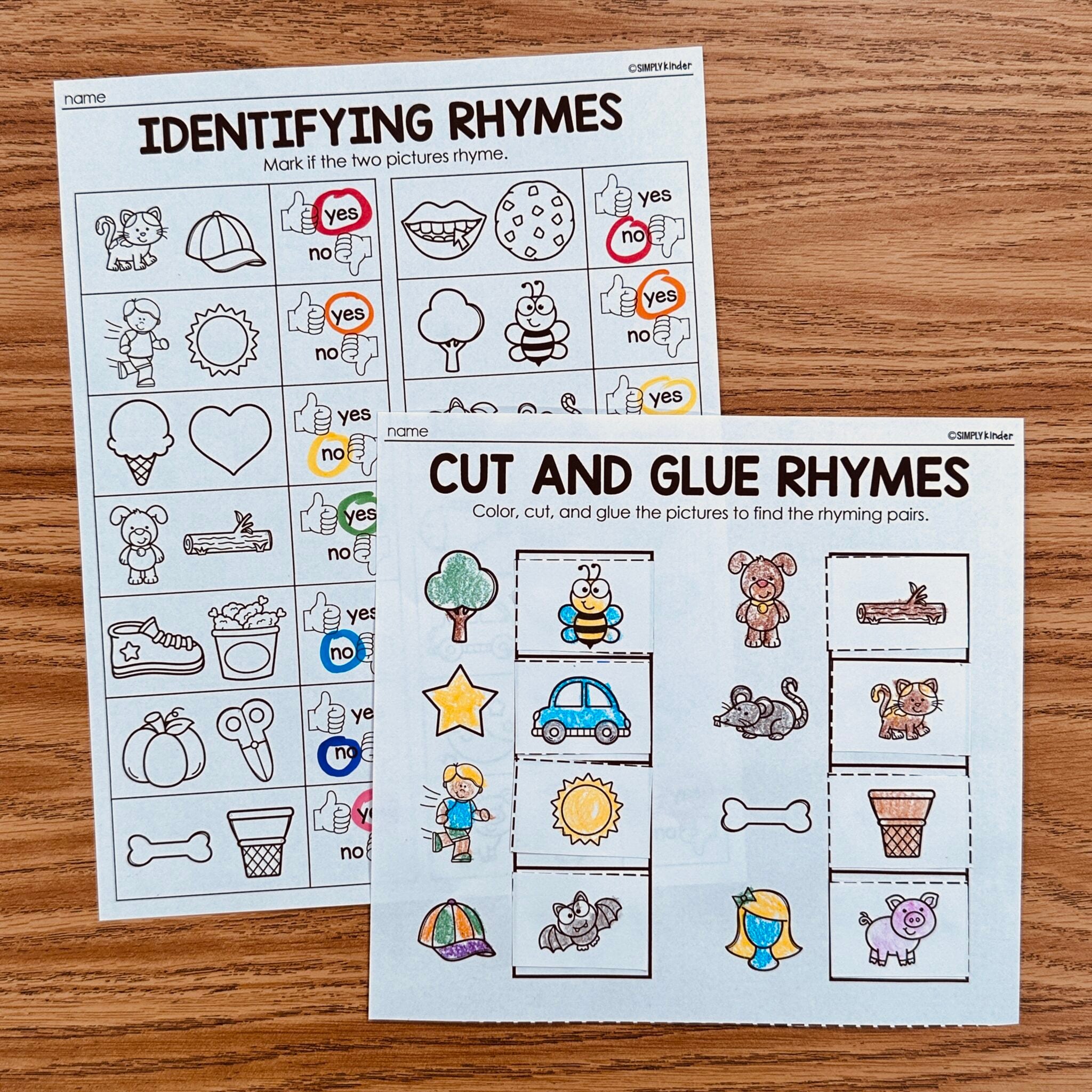 Rhyming Printables - Simply Kinder + Printable Membership