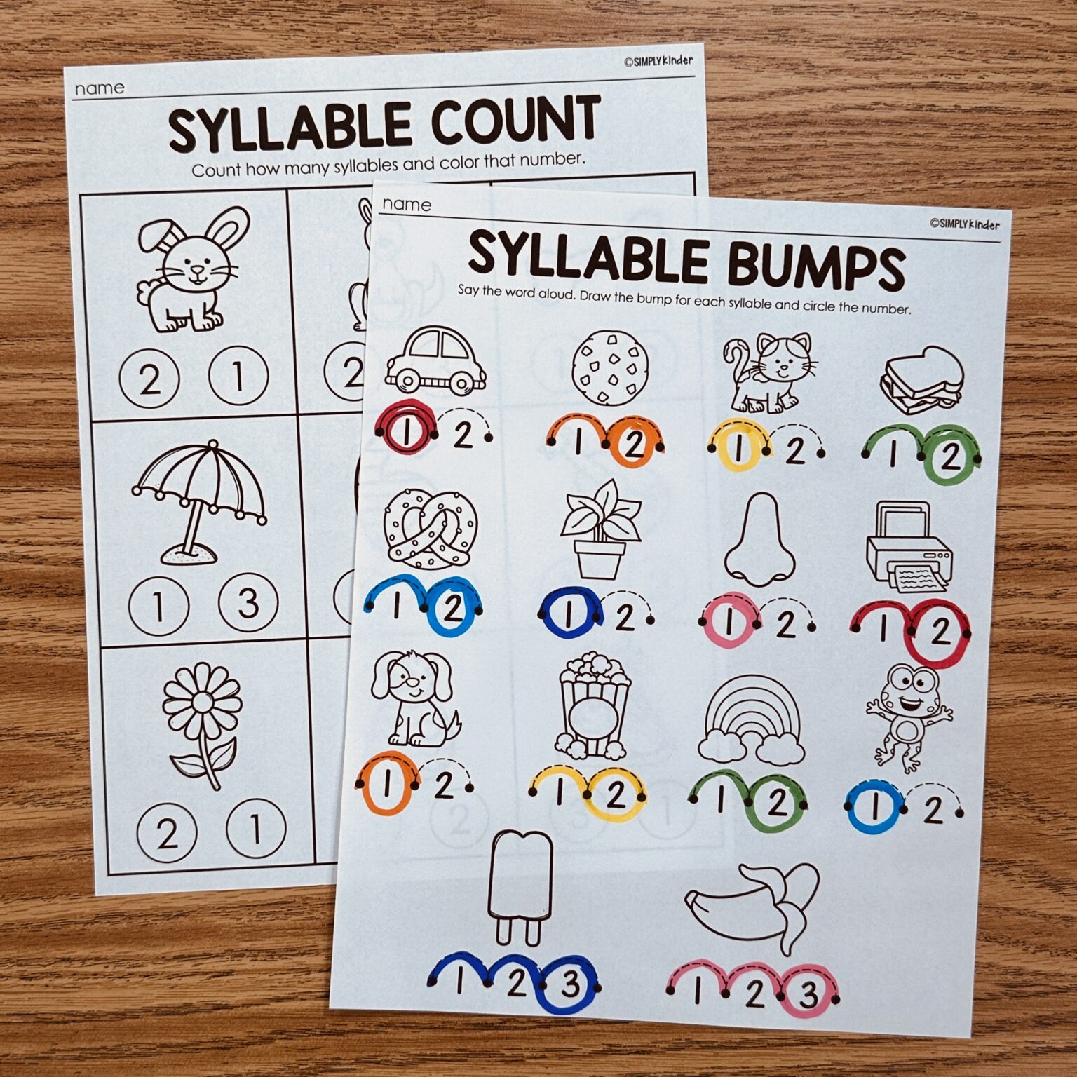 Syllable Printables - Simply Kinder + Printable Membership