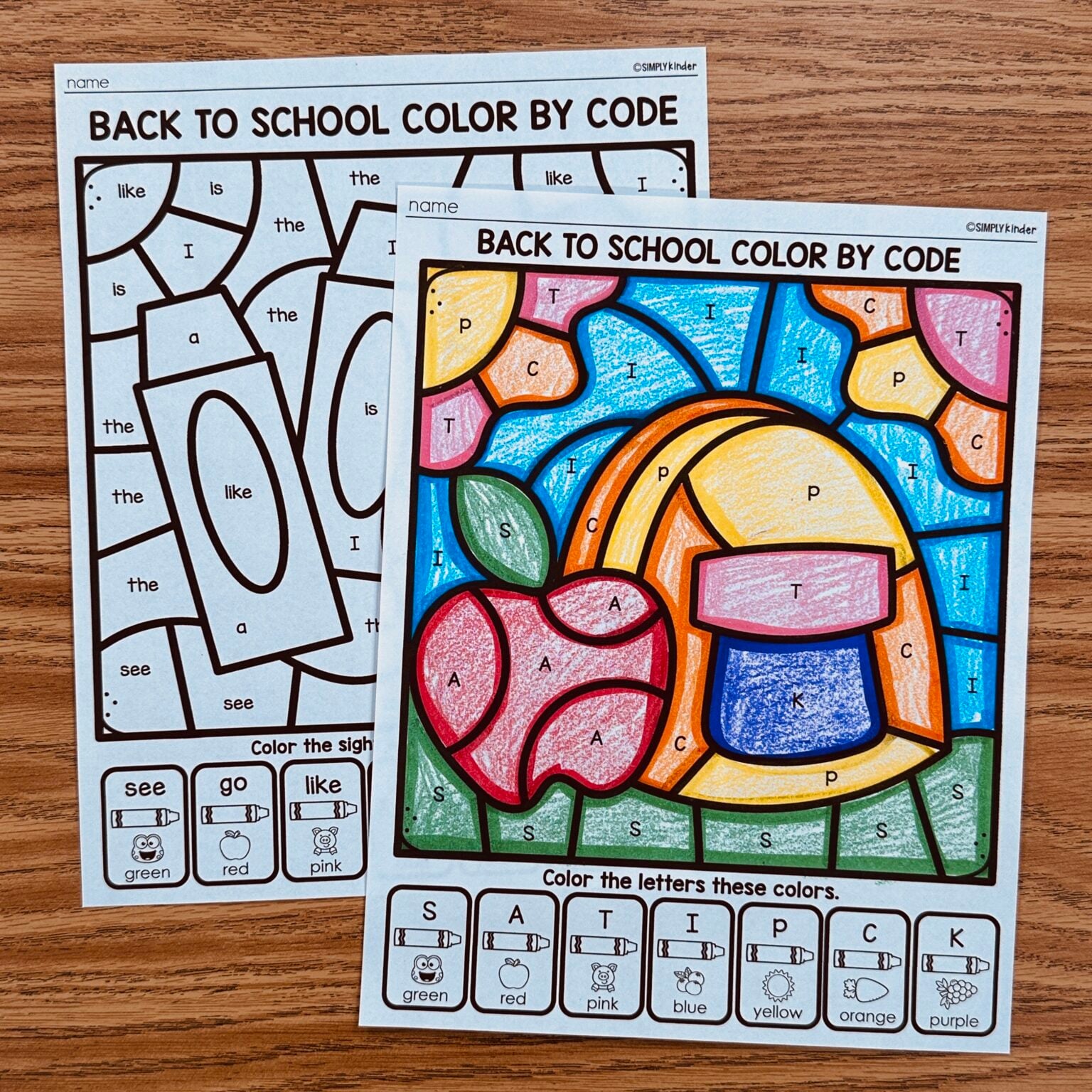 Back to School Color By Codes - Simply Kinder + Printable Membership