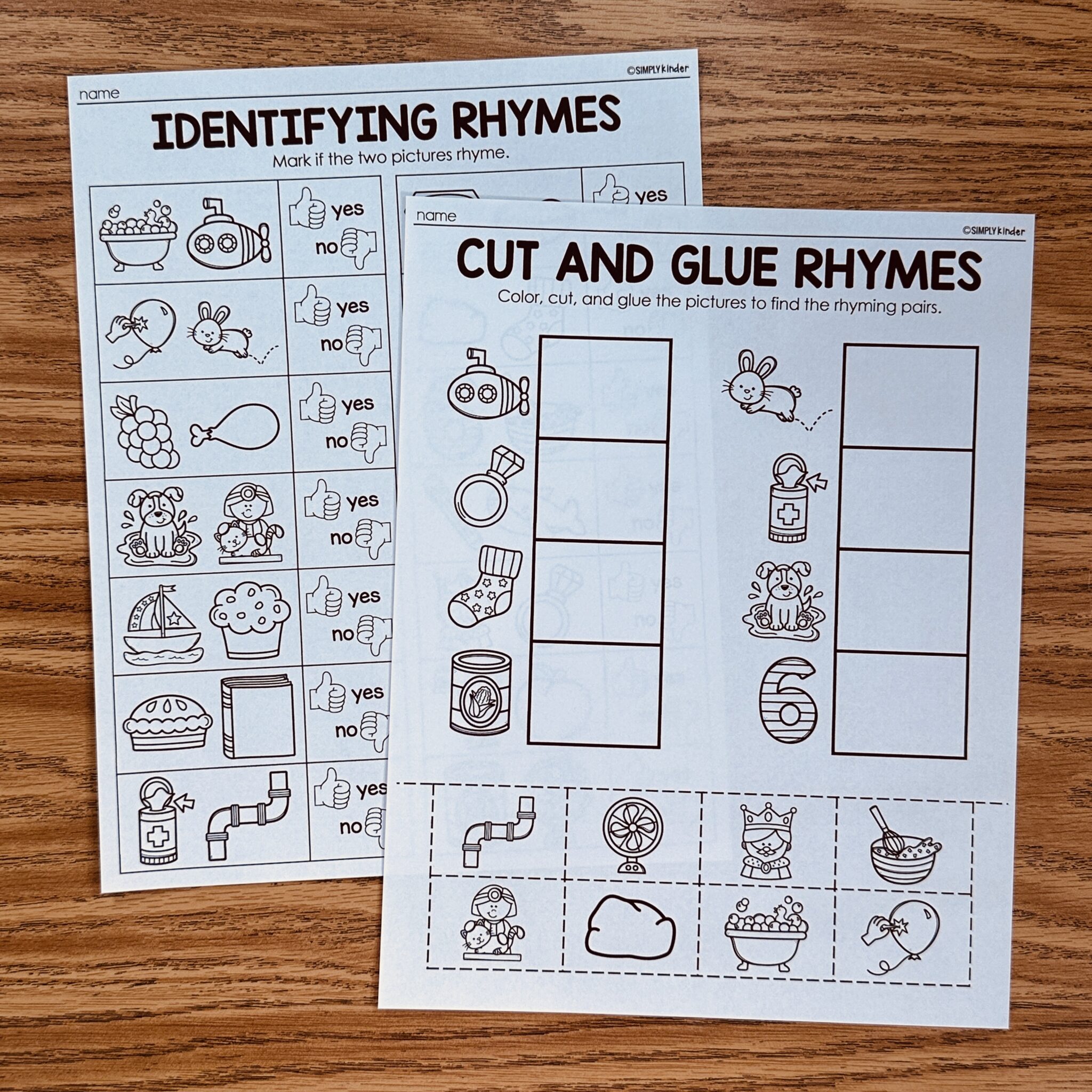 Rhyming Printables - Simply Kinder + Printable Membership