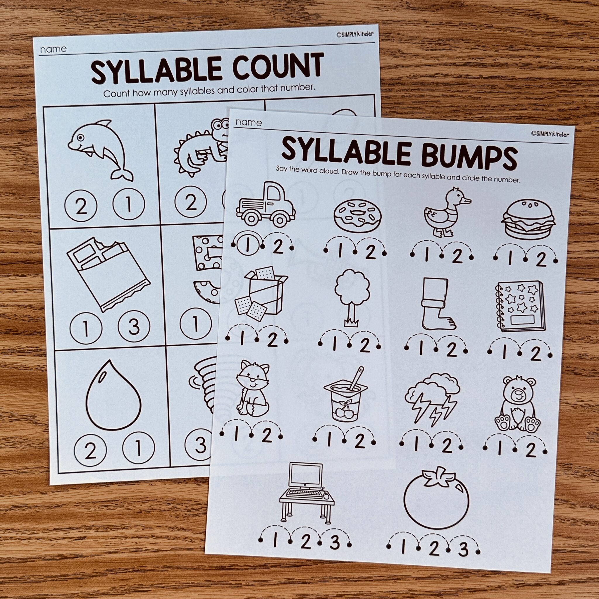 Syllable Printables - Simply Kinder + Printable Membership