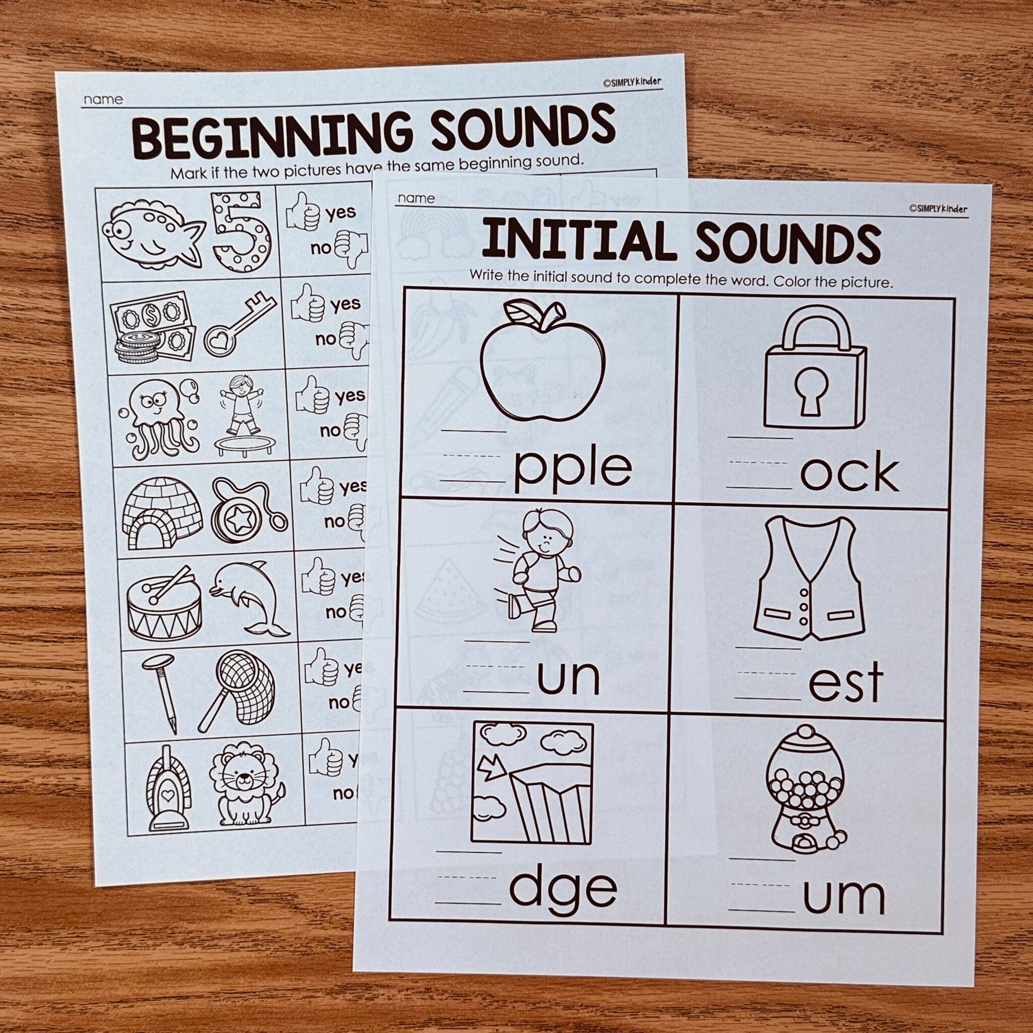 Initial Sound Printables - Simply Kinder + Printable Membership