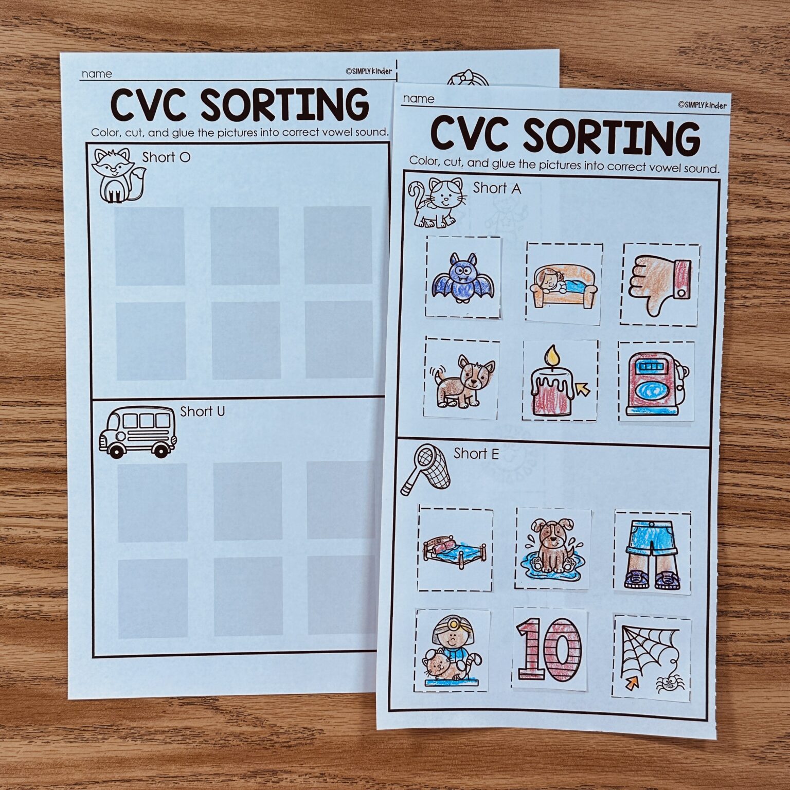 CVC Sorting Printables - Simply Kinder + Printable Membership