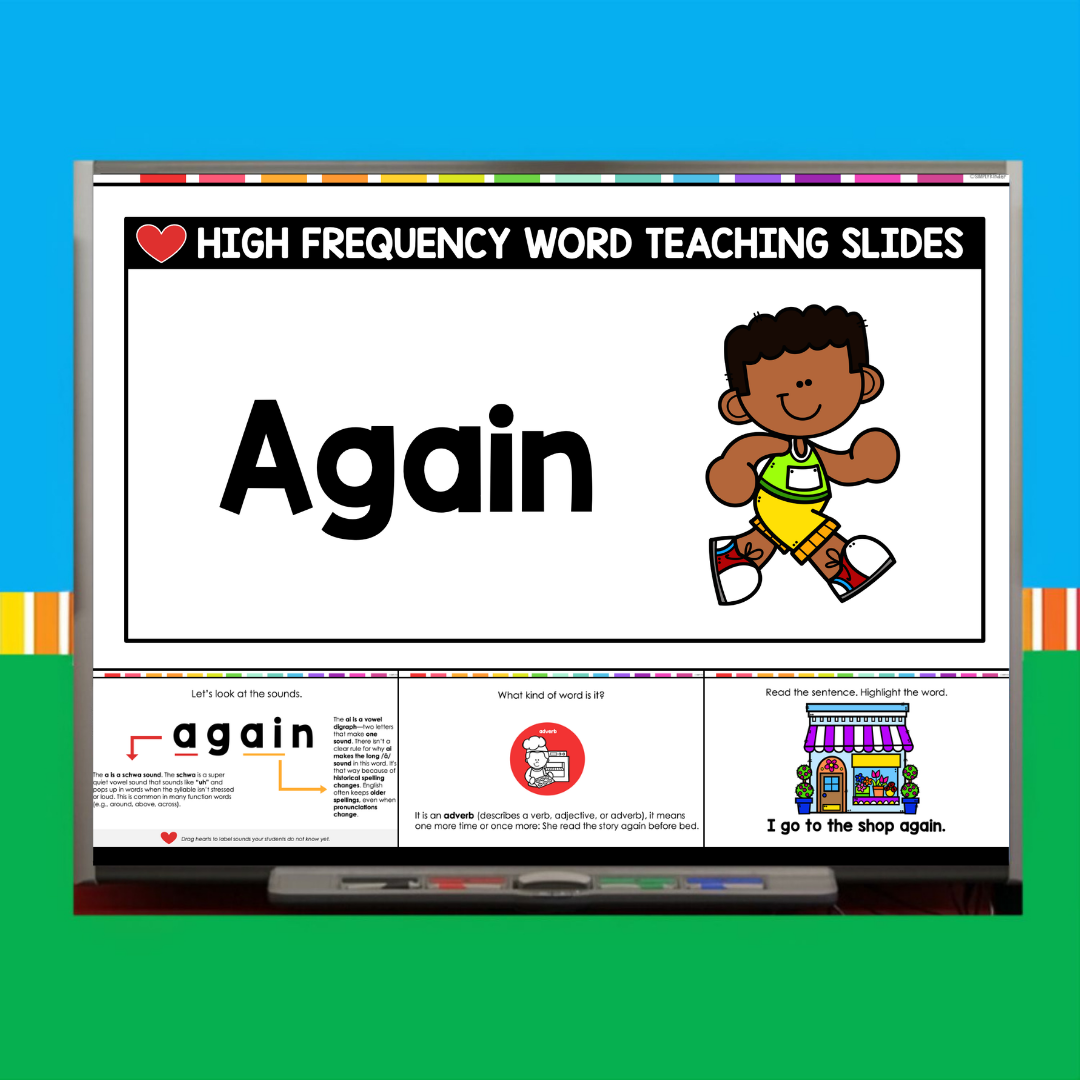 Again Sight Word Teaching Slides - Simply Kinder + Printable Membership