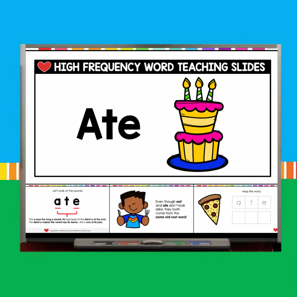 Ate Sight Word Teaching Slides - Simply Kinder + Printable Membership