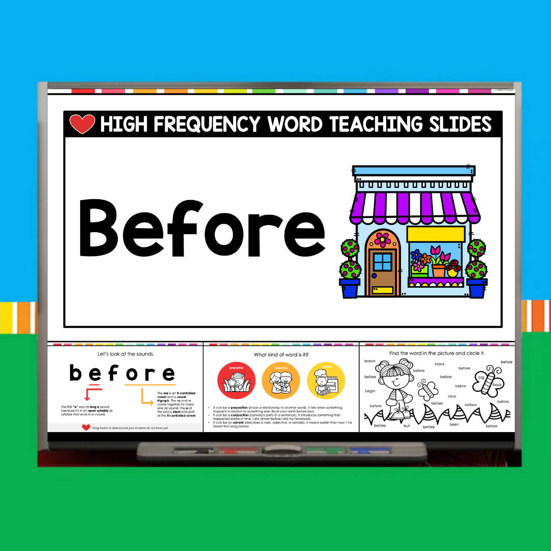 Before Sight Word Teaching Slides - Simply Kinder + Printable Membership