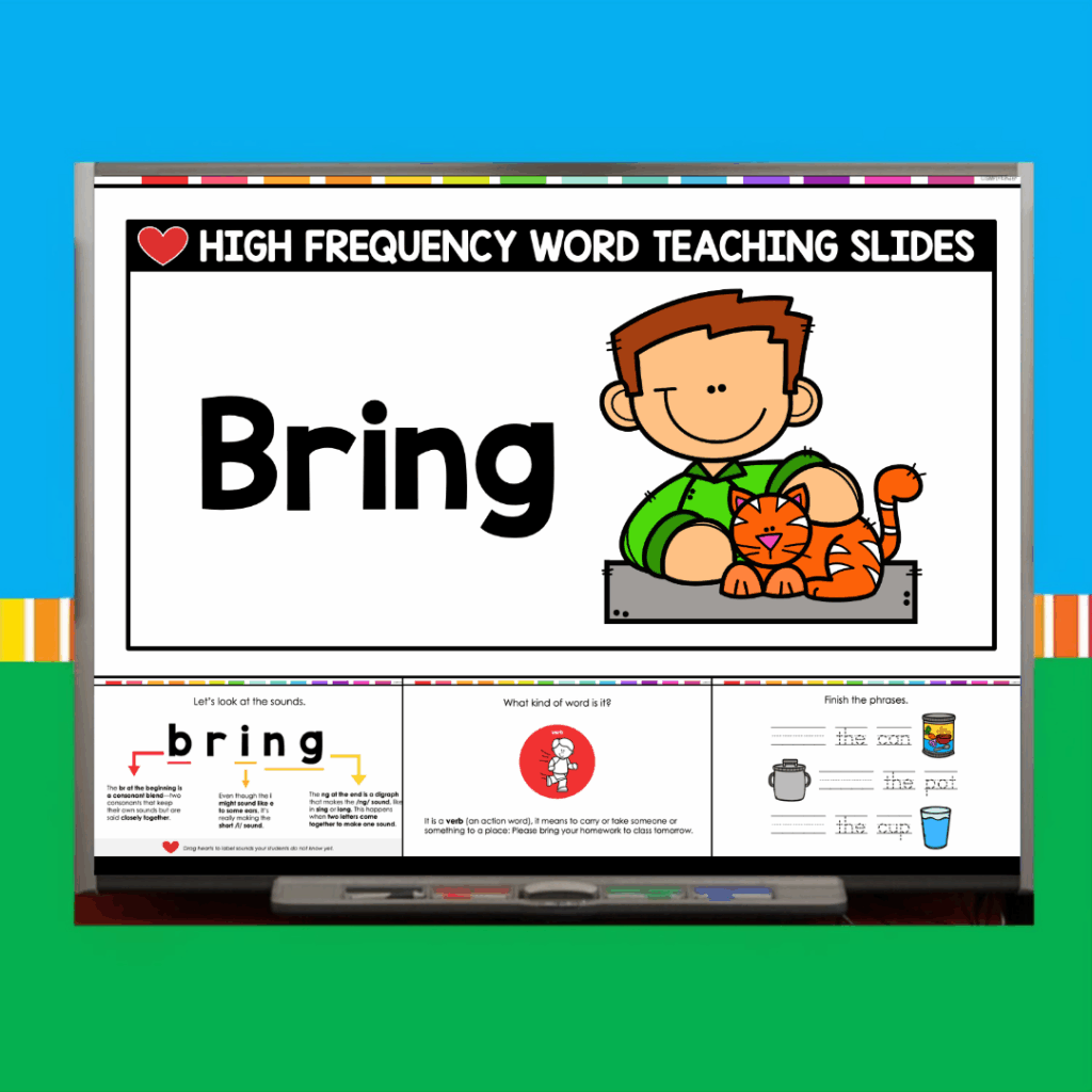 Bring Sight Word Teaching Slides - Simply Kinder + Printable Membership